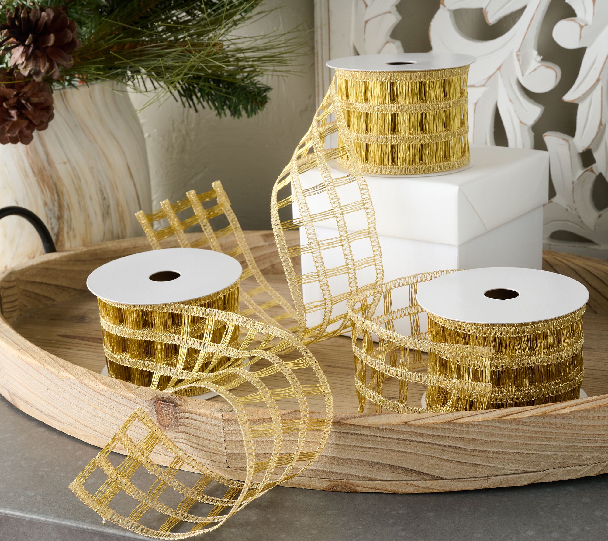 Set of (3) 2.5" x 5 Yards Ribbon Spools by Valerie - QVC.com