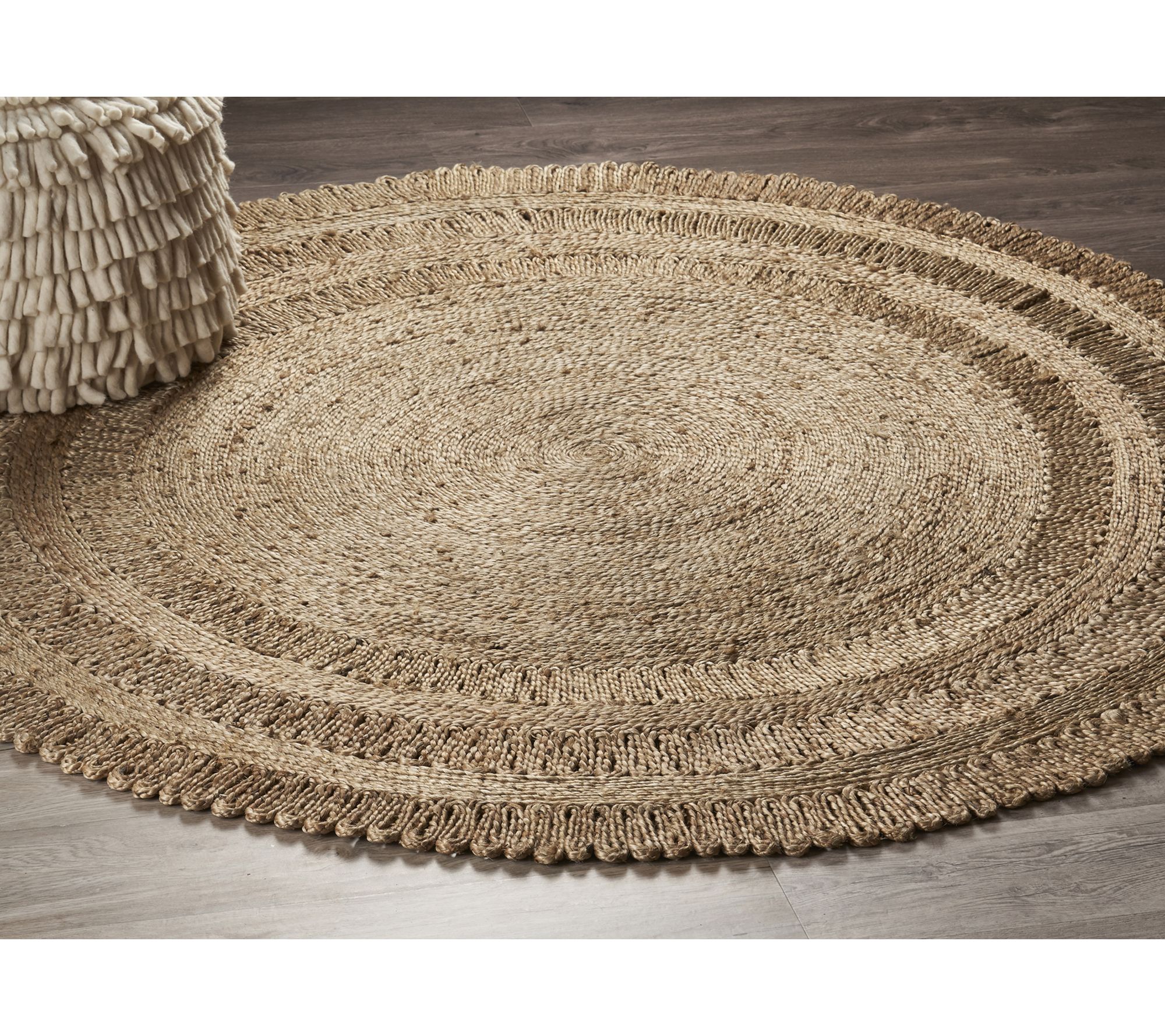 Ox Bay Hand Braided Brown Striped Jute Indoor Area Rug, 4'x4' - QVC.com