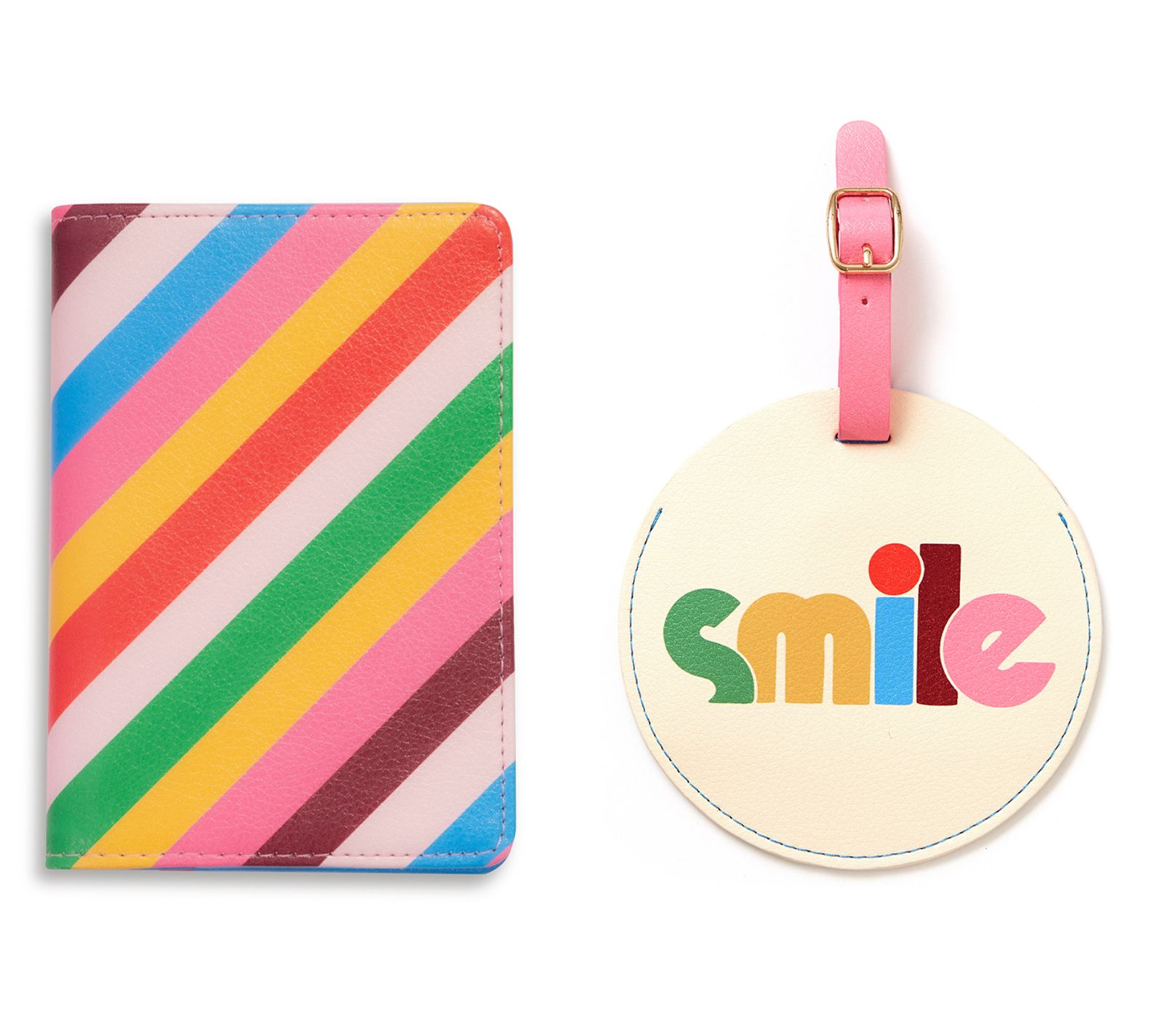 ban.do Rainbow Stripe Passport Holder and SmileLuggage Tag - QVC.com