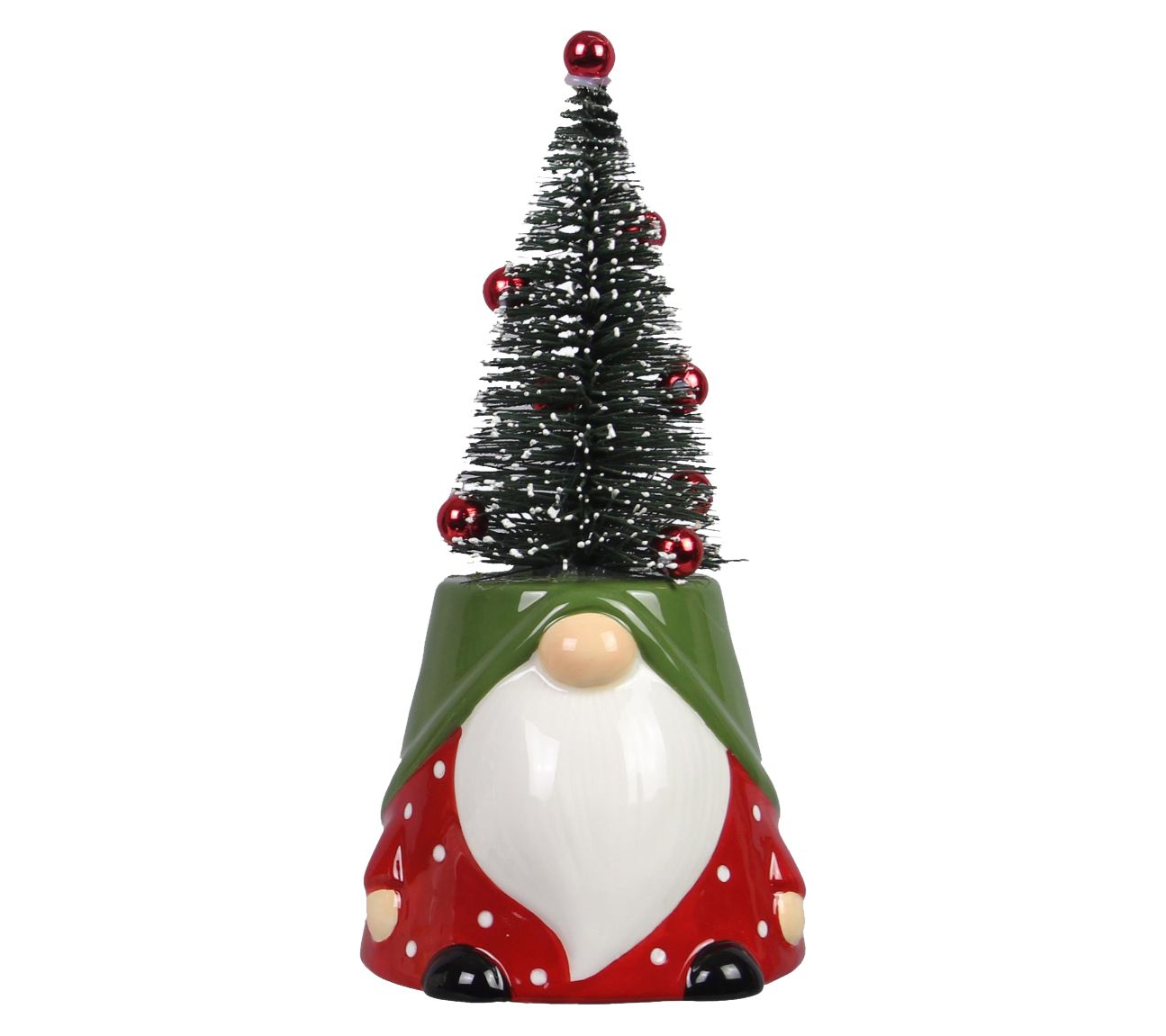 Young's Ceramic Santa with Bottle Brush Tree Hat, Set of 2 - QVC.com