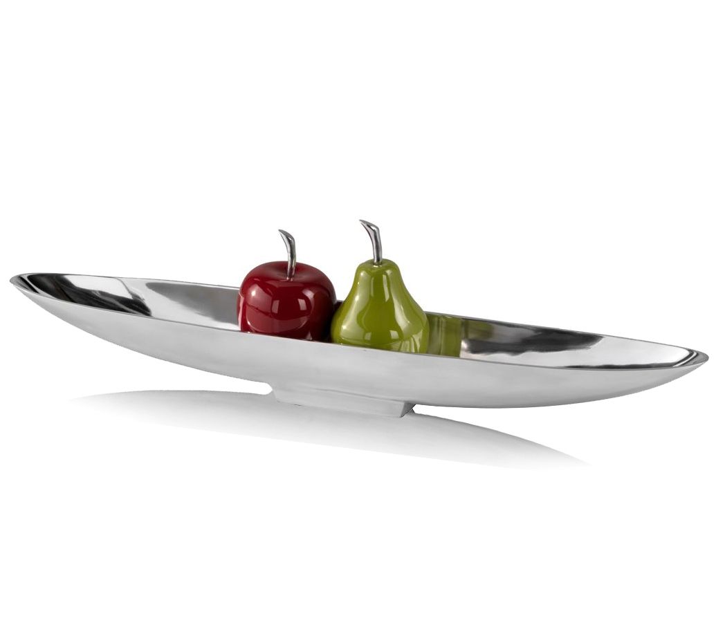 HomeRoots 32" C ontempo Shiny S ilver Long Boat Tray - QVC.com