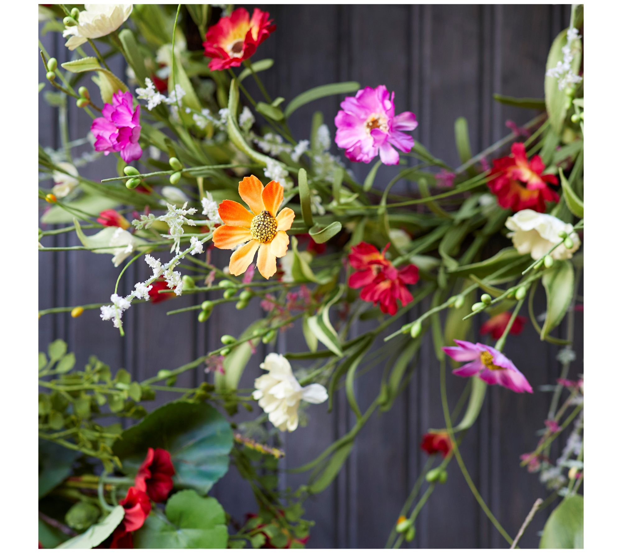 Melrose Wildflower Floral and Twig Wreath 22.5"D - QVC.com