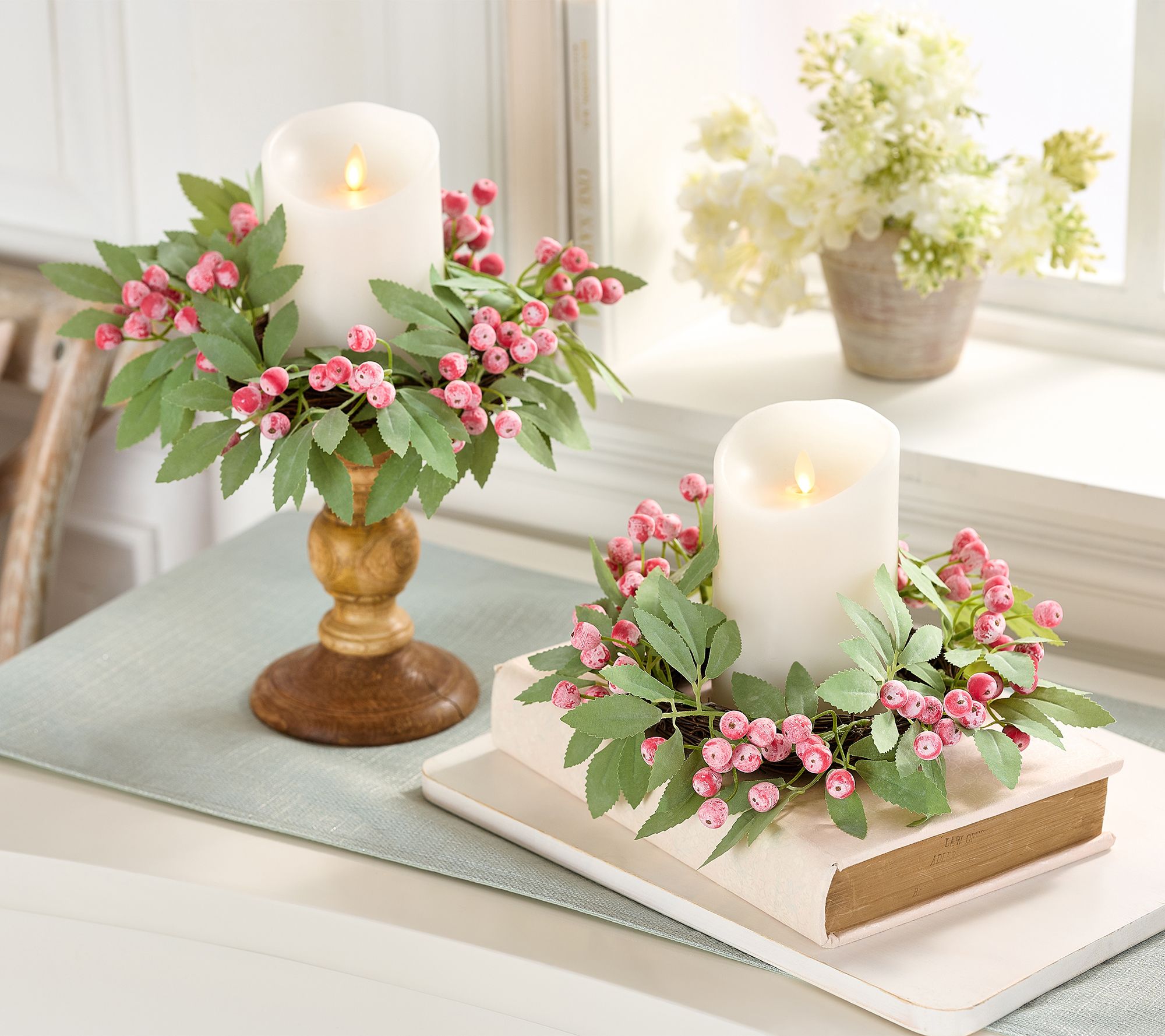 "As Is" Set of 2 Berry and Leaf Candle Rings by Valerie - QVC.com