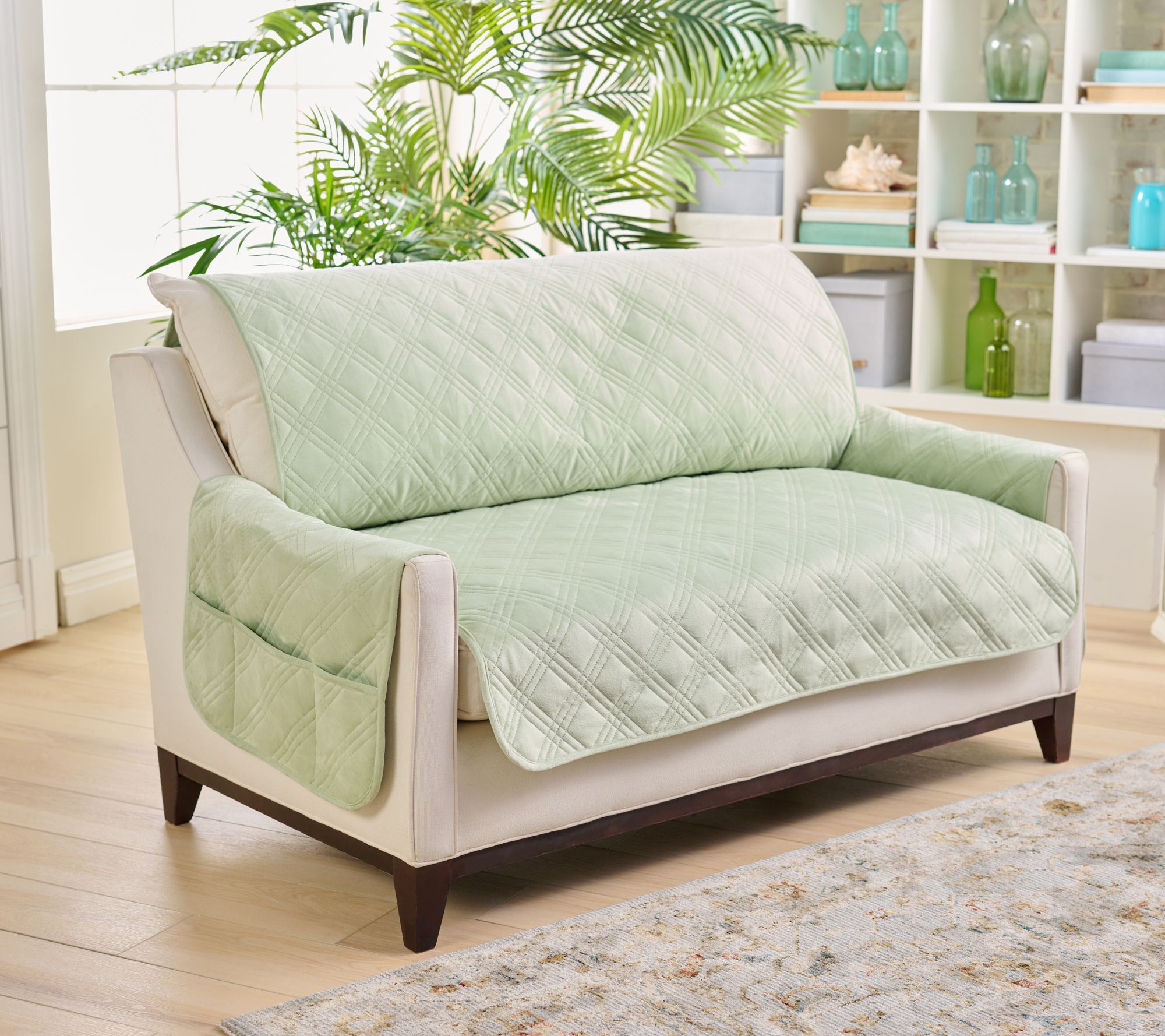 "As Is" Home Reflections Micromink Pin-Sonic Love Seat Cover - QVC.com