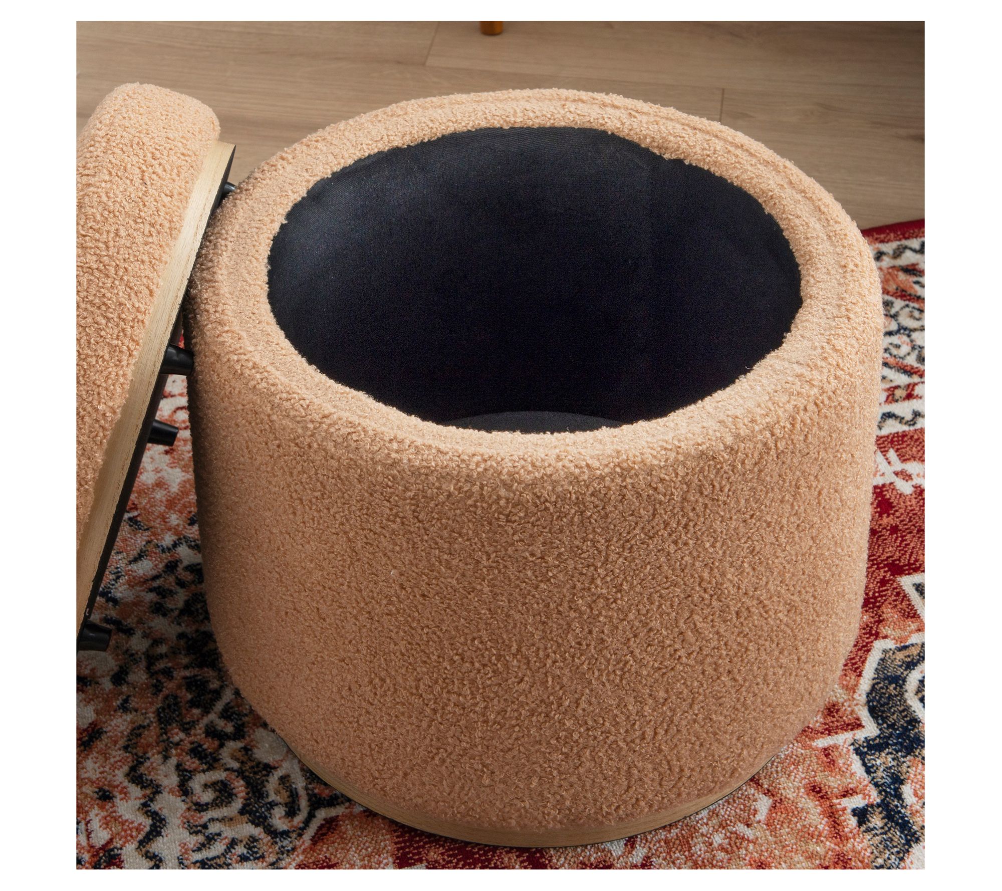 Linon Home Goldie Sherpa Knit Storage Ottoman - QVC.com