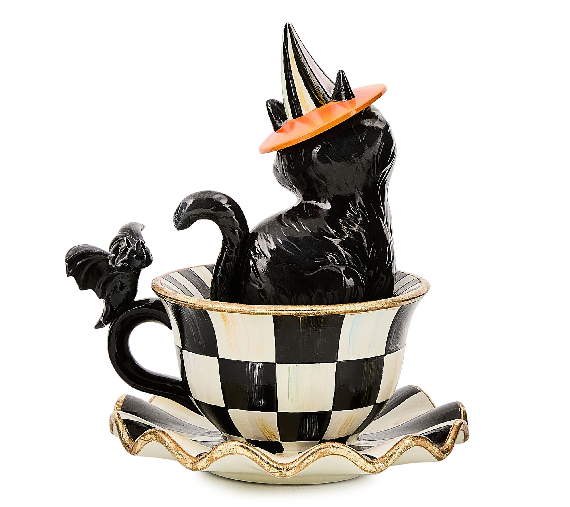 "As Is" MacKenzie Childs Halloween Cat Teacup Figurine - QVC.com