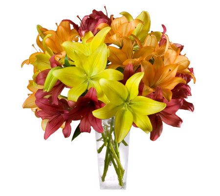Autumn Lilies with Contempo Vase by ProFlowers - QVC.com