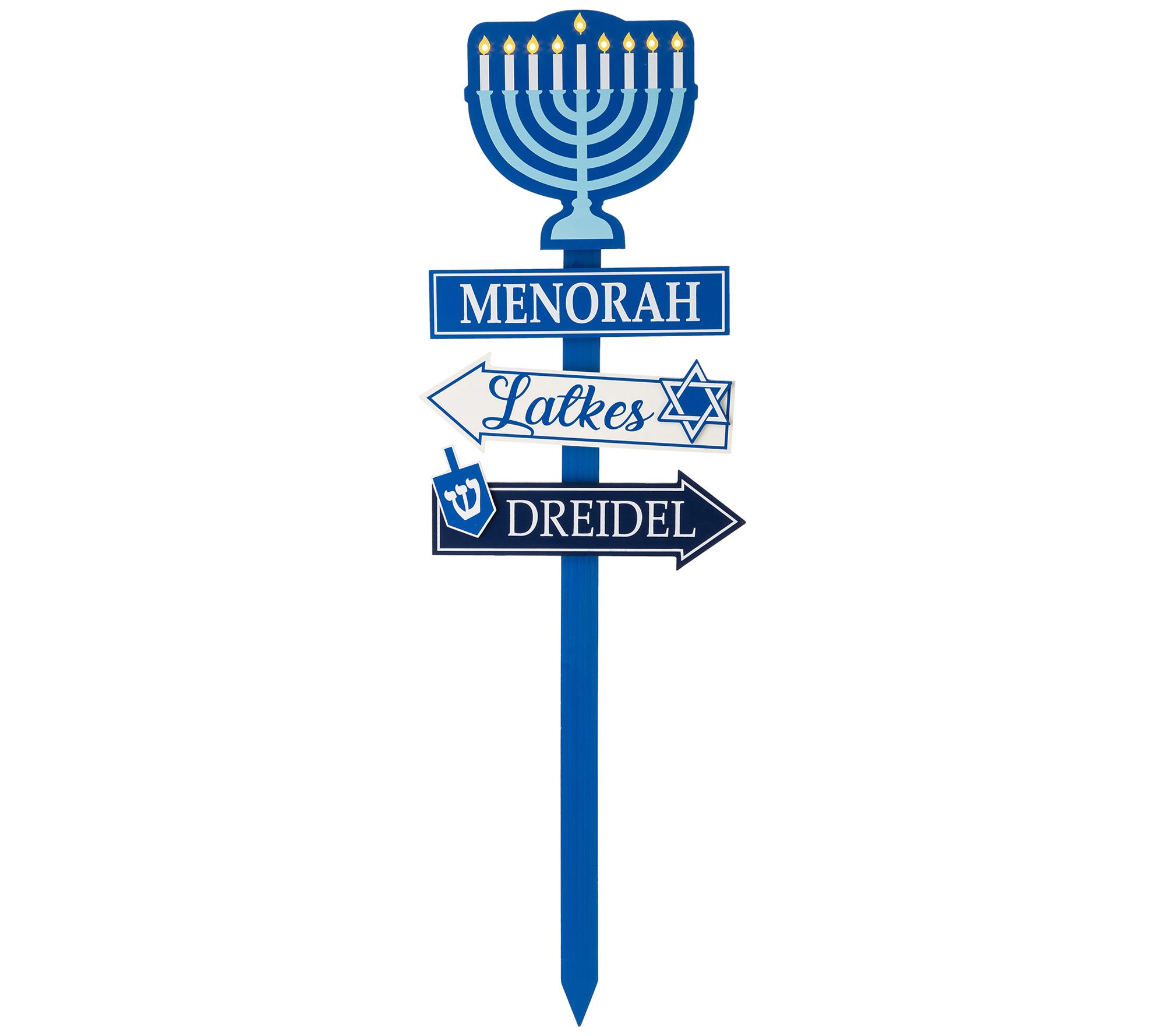 Glitzhome MENORAH and DREIDEL Hanukkah LED Yard Garden Stake - QVC.com