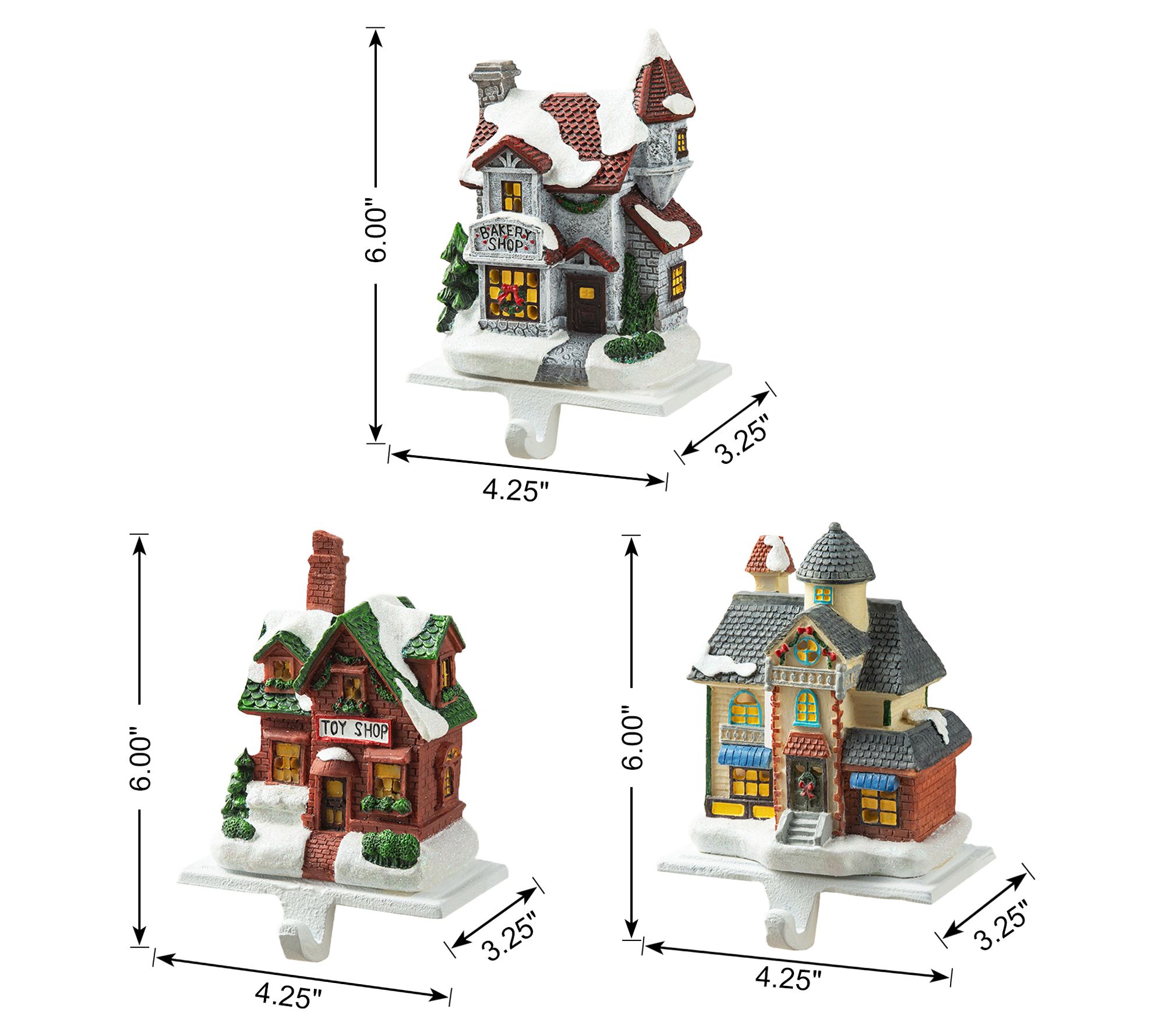Glitzhome 6" LED Lighted Resin House Stocking H olders Set of - QVC.com
