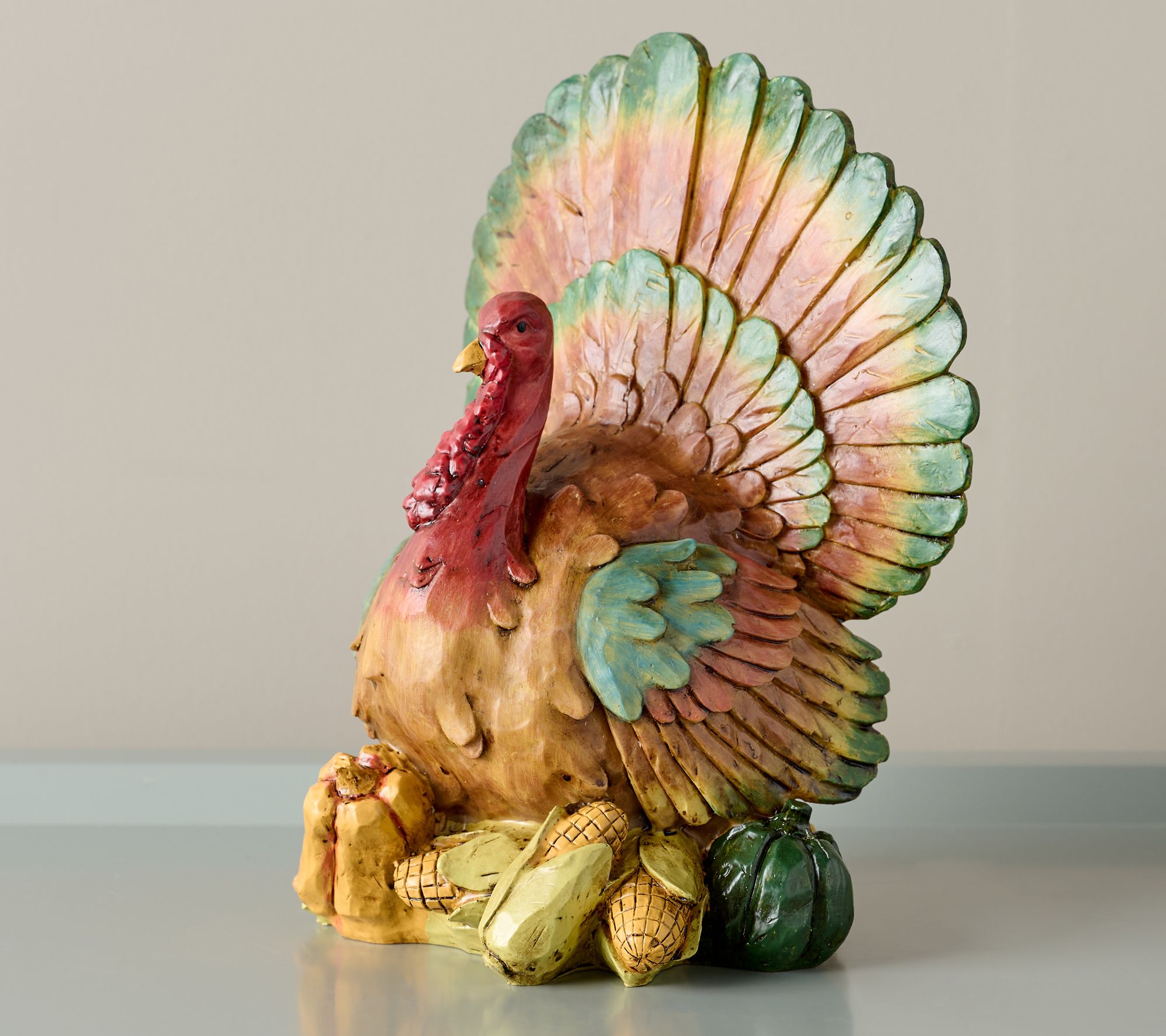 "As Is" Turkey Figure with Pumpkins and Corn by Valerie - QVC.com