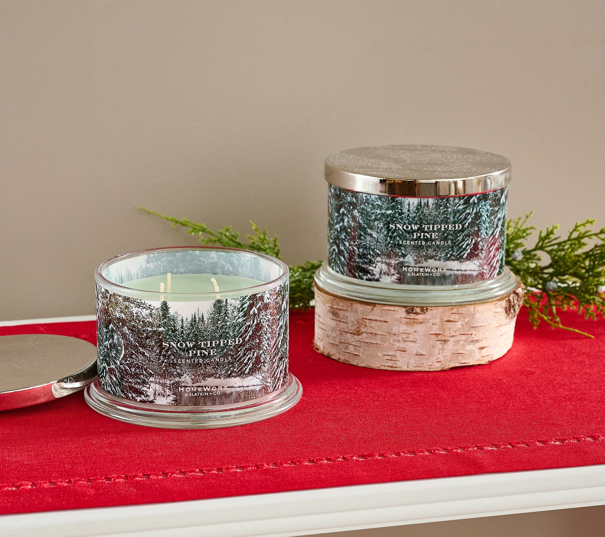 "As Is" HomeWorx by Slatkin & Co. S/2 Snow Tipped 18oz Candles - QVC.com