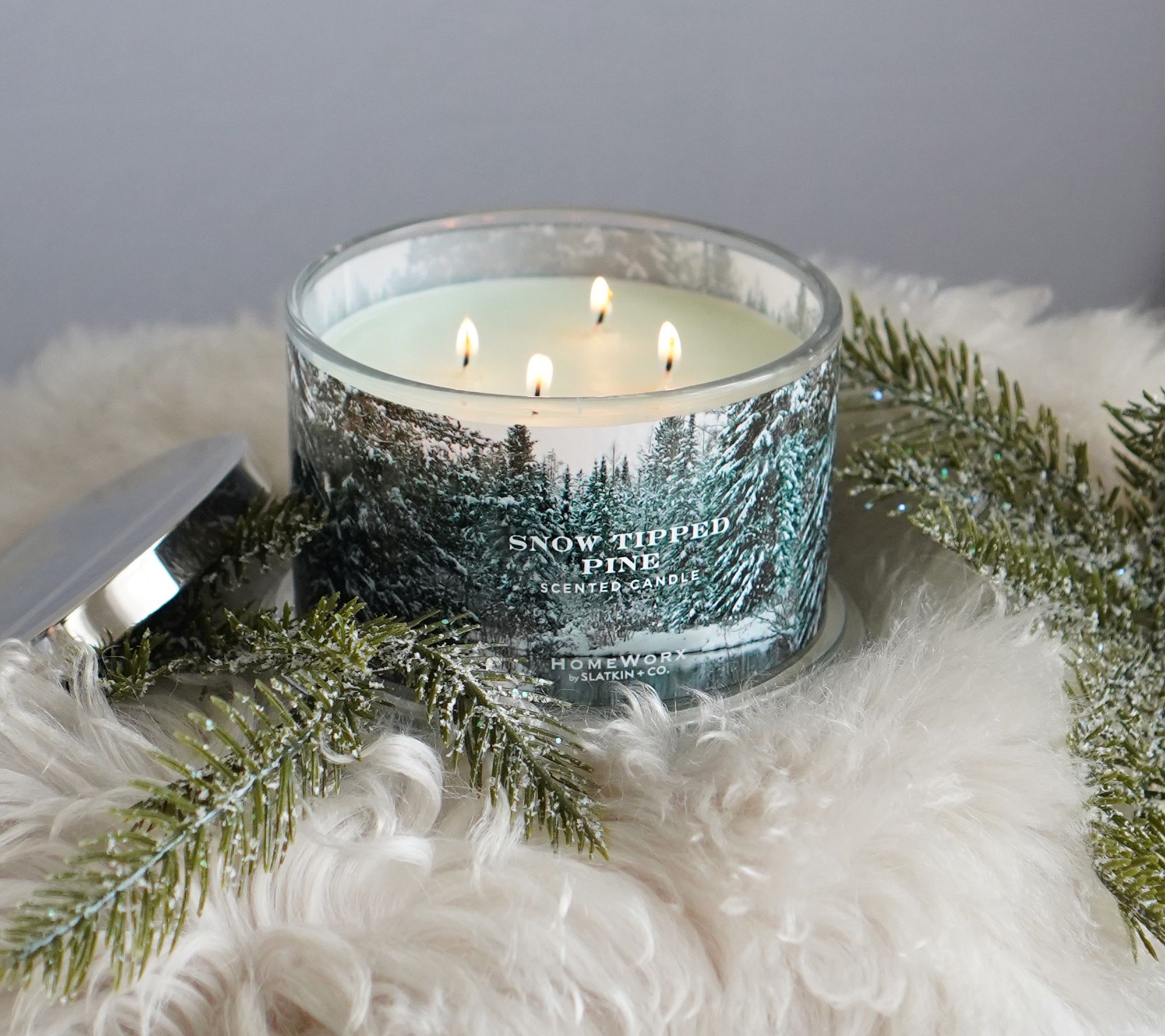"As Is" HomeWorx by Slatkin & Co. S/2 Snow Tipped 18oz Candles - QVC.com