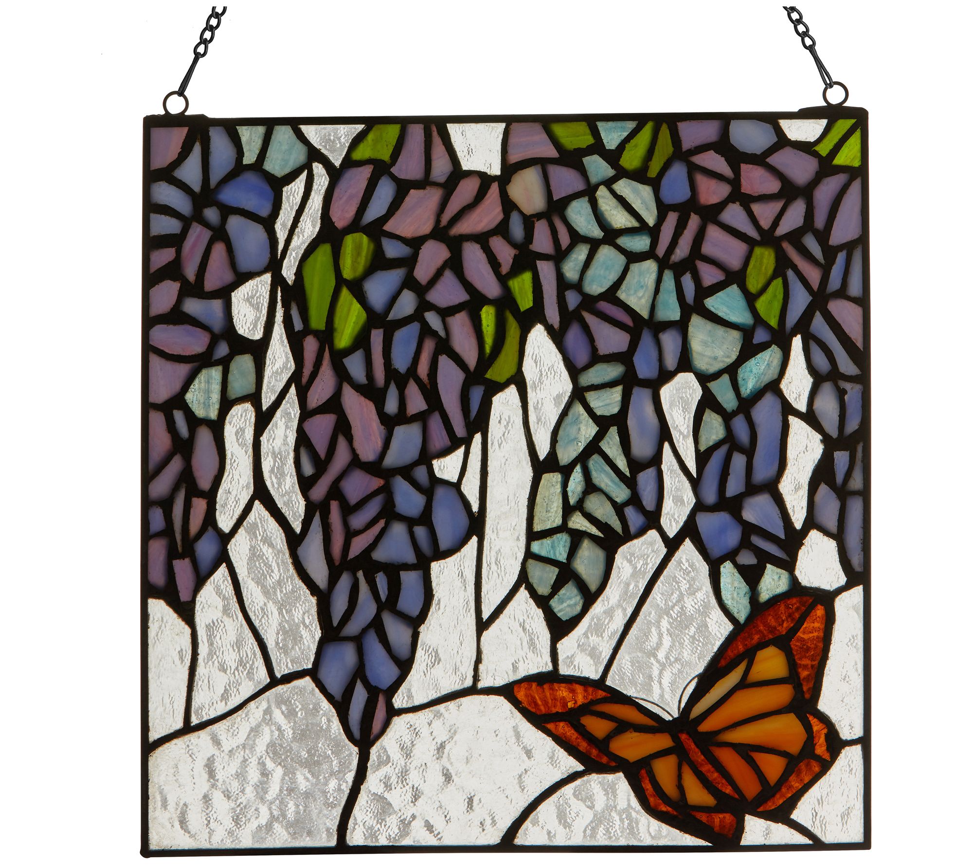 River of Goods 12"H Monarch Stained Glass Window Panel - QVC.com