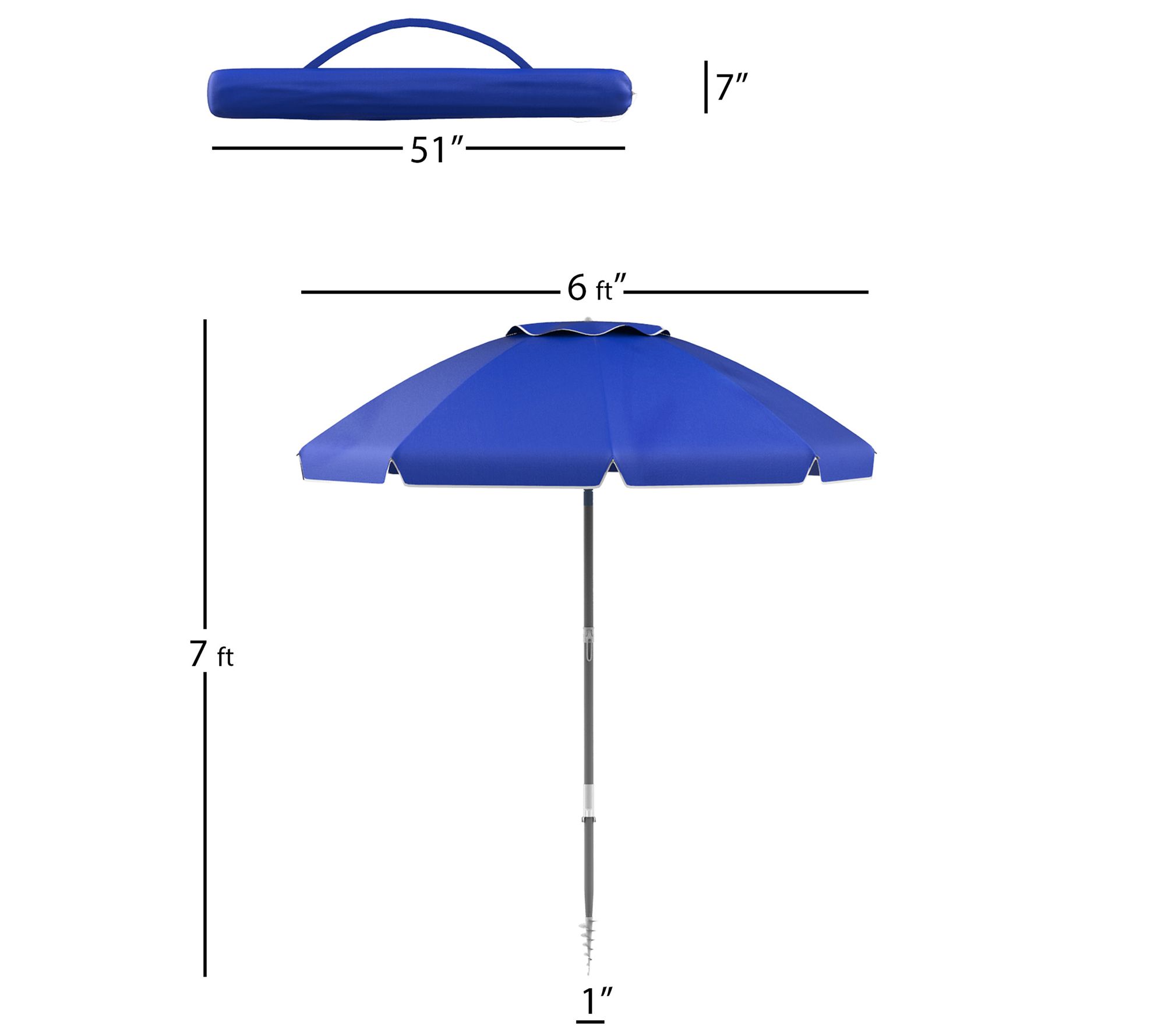 Pure Garden Beach Umbrella 360 Degree Tilt Sunhade Canopy - QVC.com