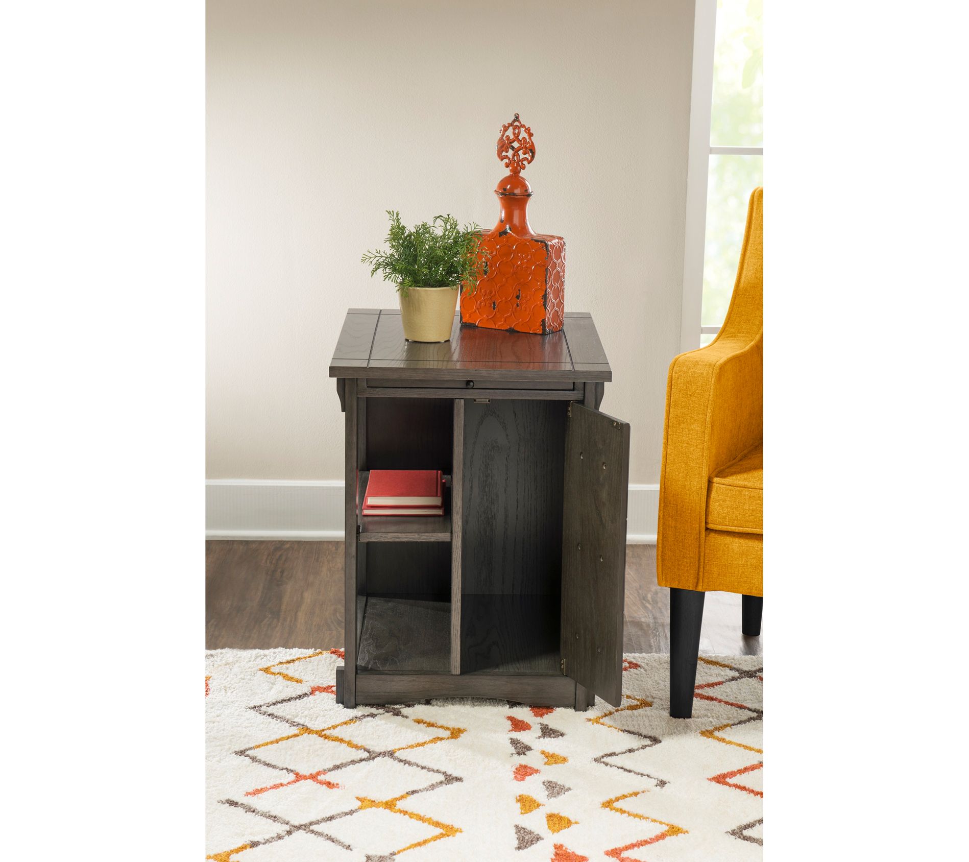 Linon Home Hellings Accent Side Table Cabinet w/ Storage - QVC.com