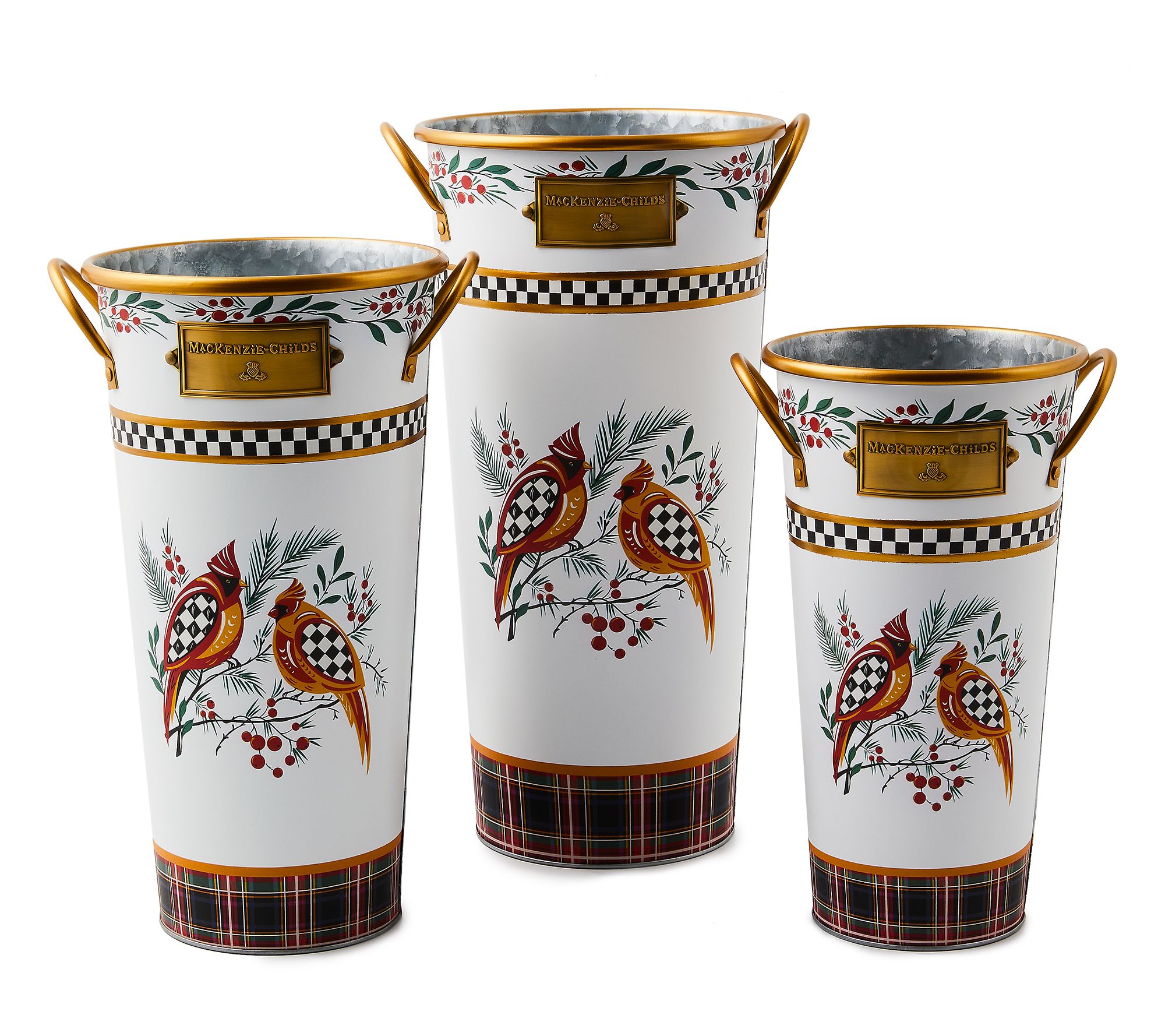 "As Is" MacKenzie- Childs Set of 3 Nesting Metal Buckets - QVC.com