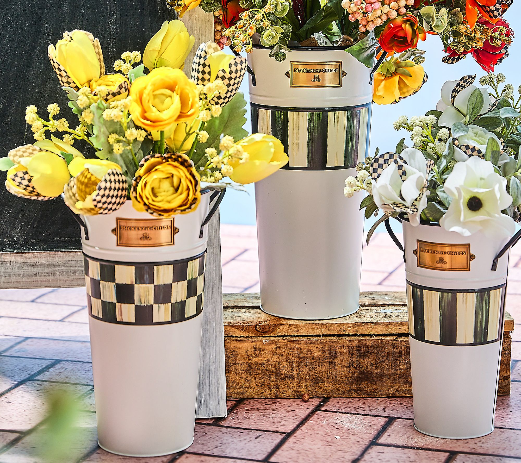 "As Is" MacKenzie- Childs Set of 3 Nesting Metal Buckets - QVC.com