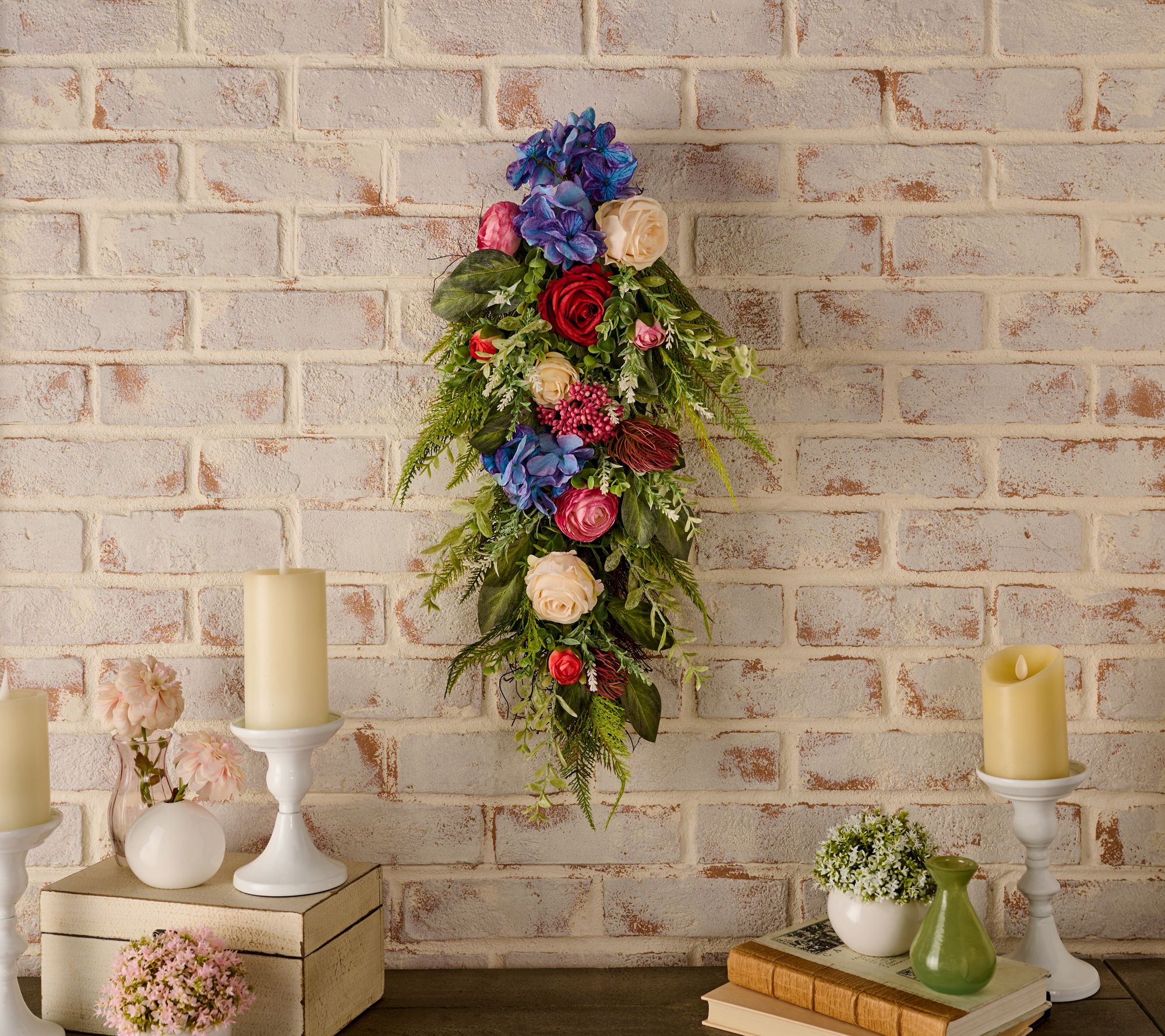 "As Is" 28" Rose, Ranunculus and Hydrangea Teardrop by Val - QVC.com