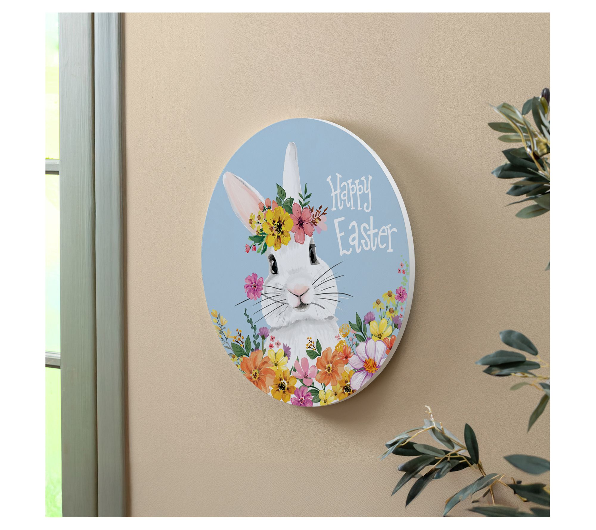 Evergreen 18" Floral Bunny Door Decor - QVC.com