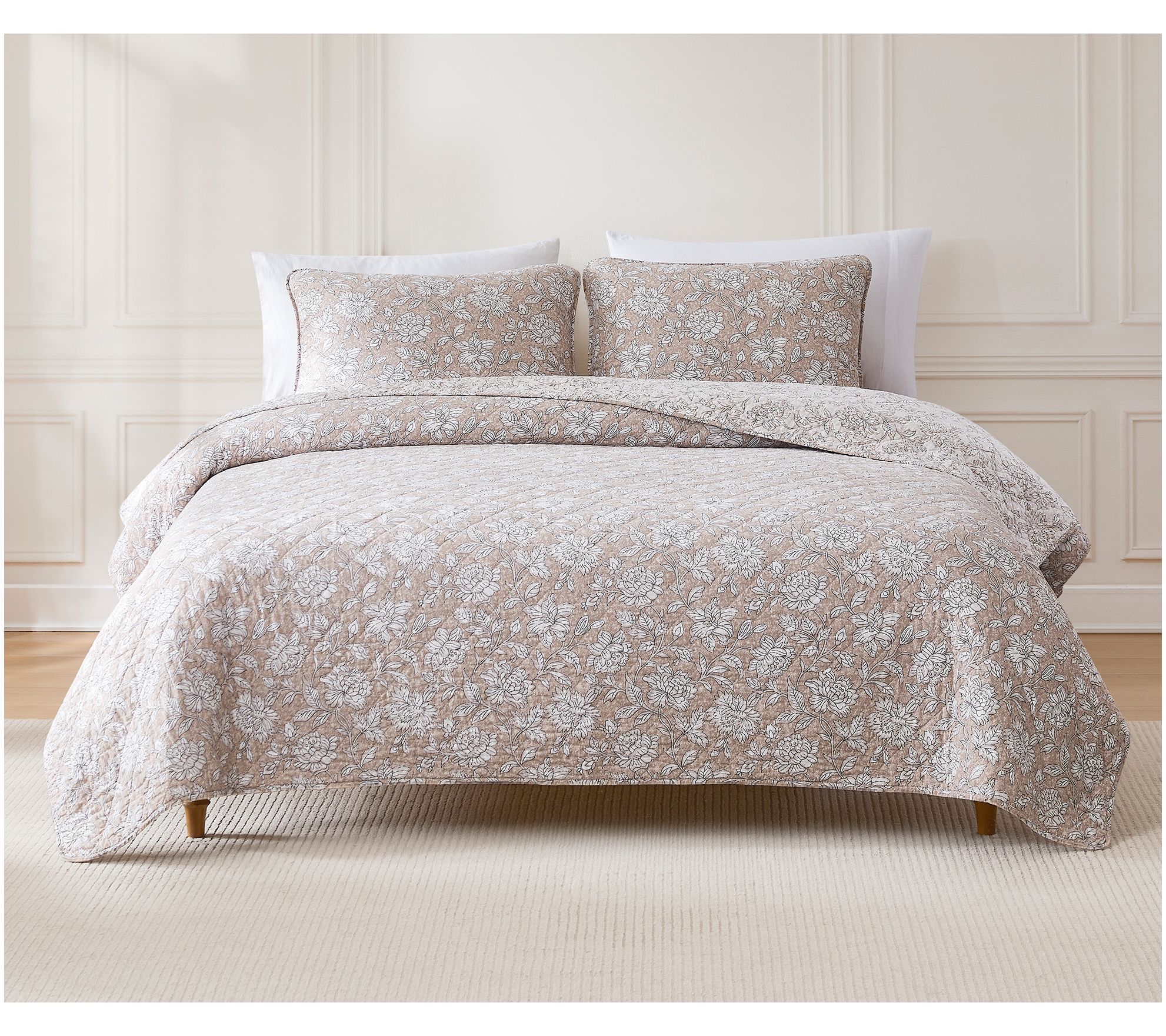 Lush Decor Zara Floral Reversible Cotton Quiltt Full/Queen - QVC.com