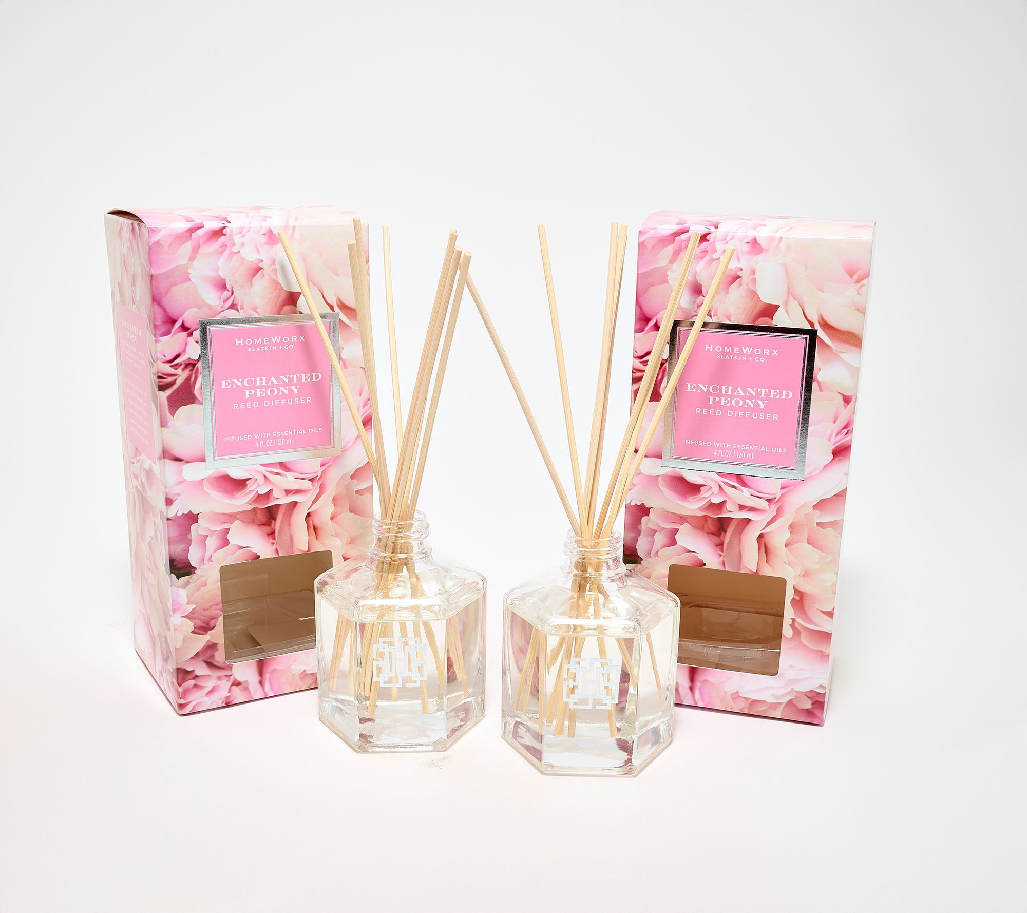 HomeWorx by Slatkin + Co. S/2 Enchanted Peony Reed Diffusers - QVC.com