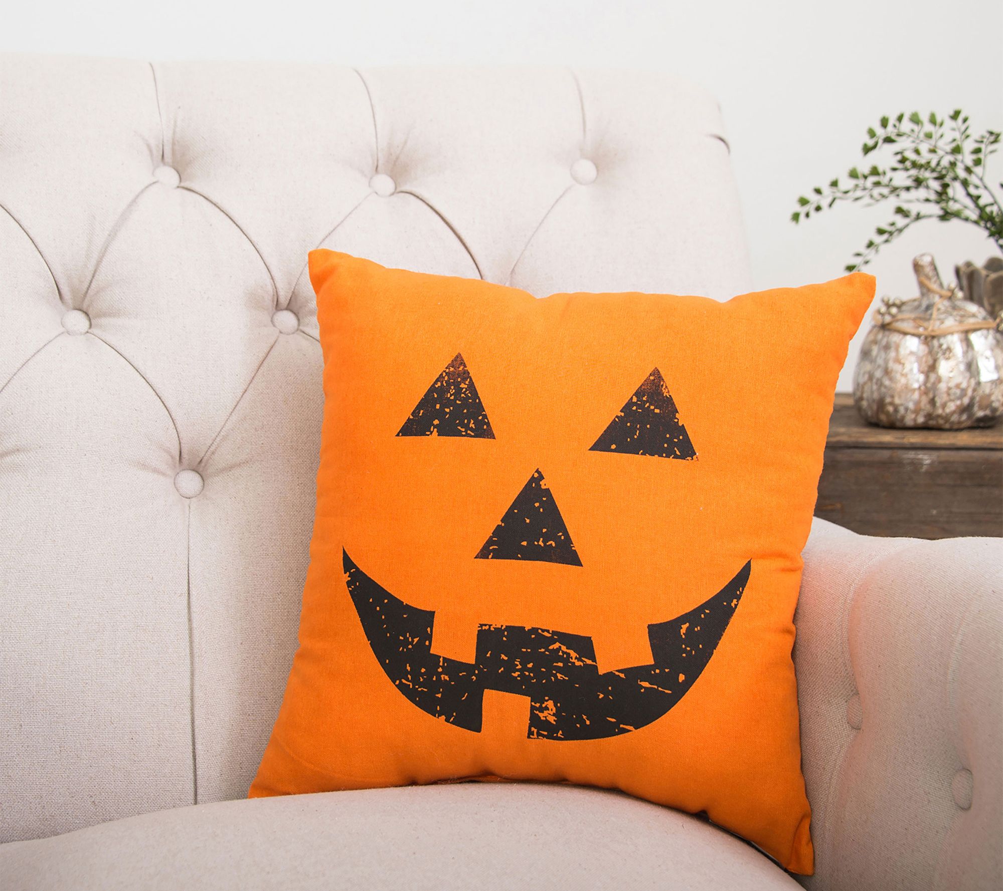 C&F Home Pumpkin Face Pillow - QVC.com