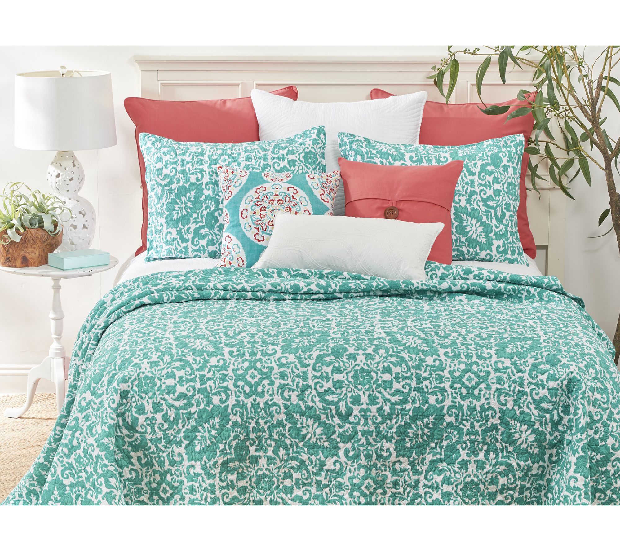 C&F Home Madison Aqua King Quilt Set - QVC.com