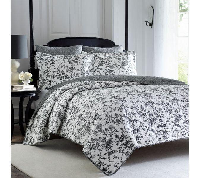 Laura Ashley Amberley Black Twin Quilt-Sham Set - QVC.com