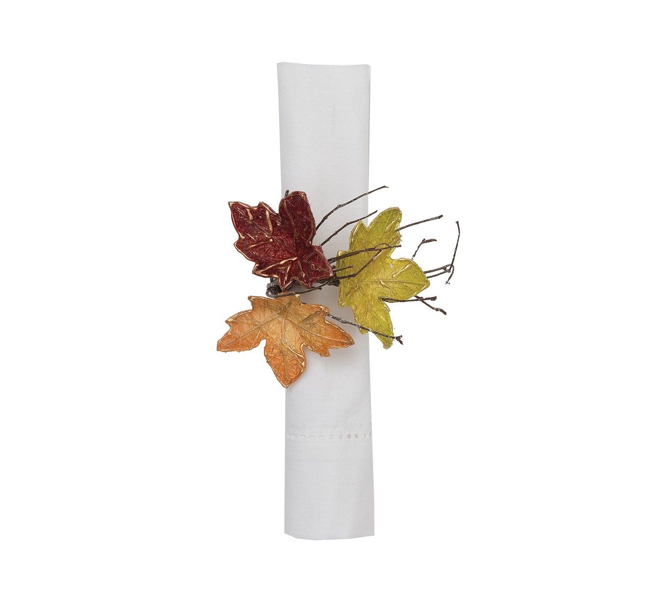 Autumn Leaves Napkin Ring Set of 4 by Valerie - QVC.com