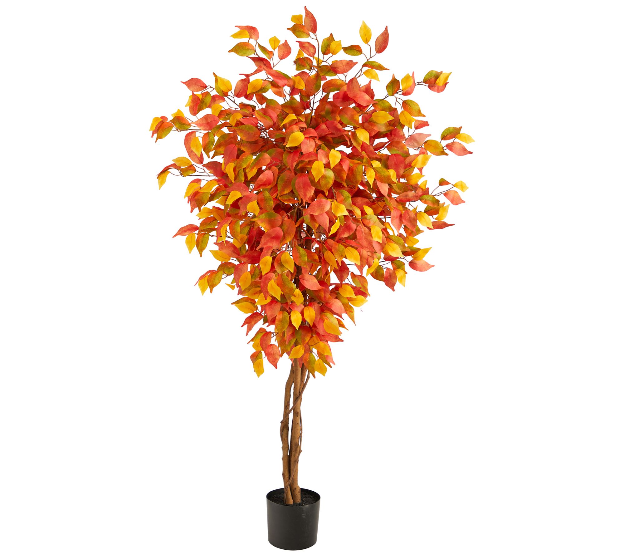 Nearly Natural 5' Autumn Ficus Artificial Fall Tree - QVC.com