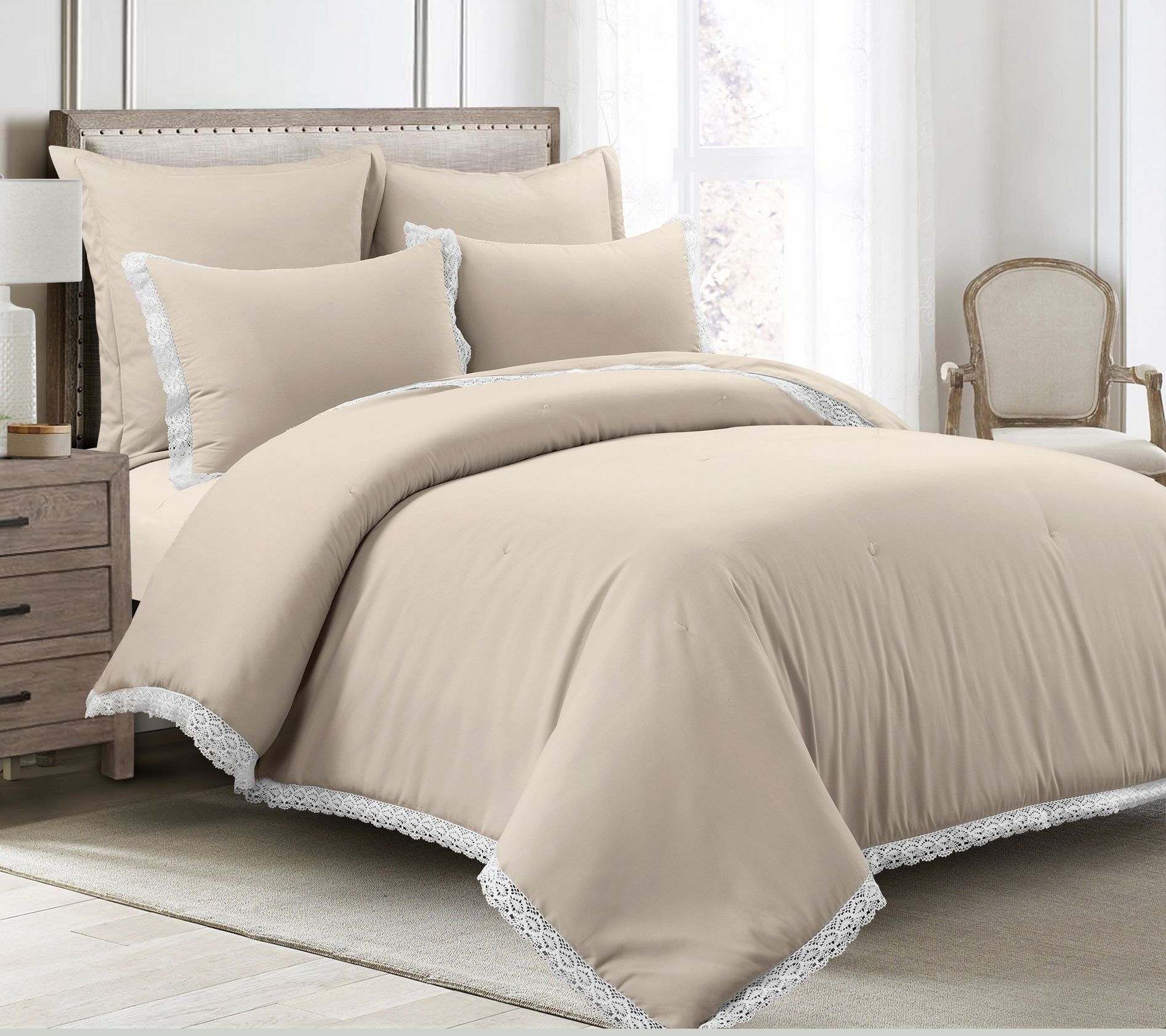 Rosalie Cottage Lace Comforter 5-Piece King by Lush Decor - QVC.com