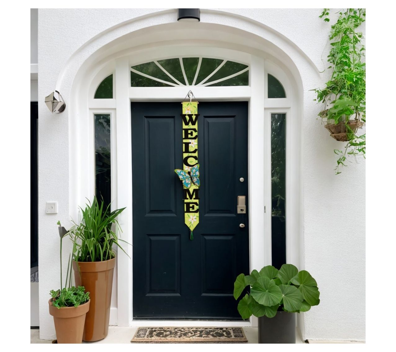 Evergreen Floral & 3D Butterfly Welcome Door Banner - QVC.com