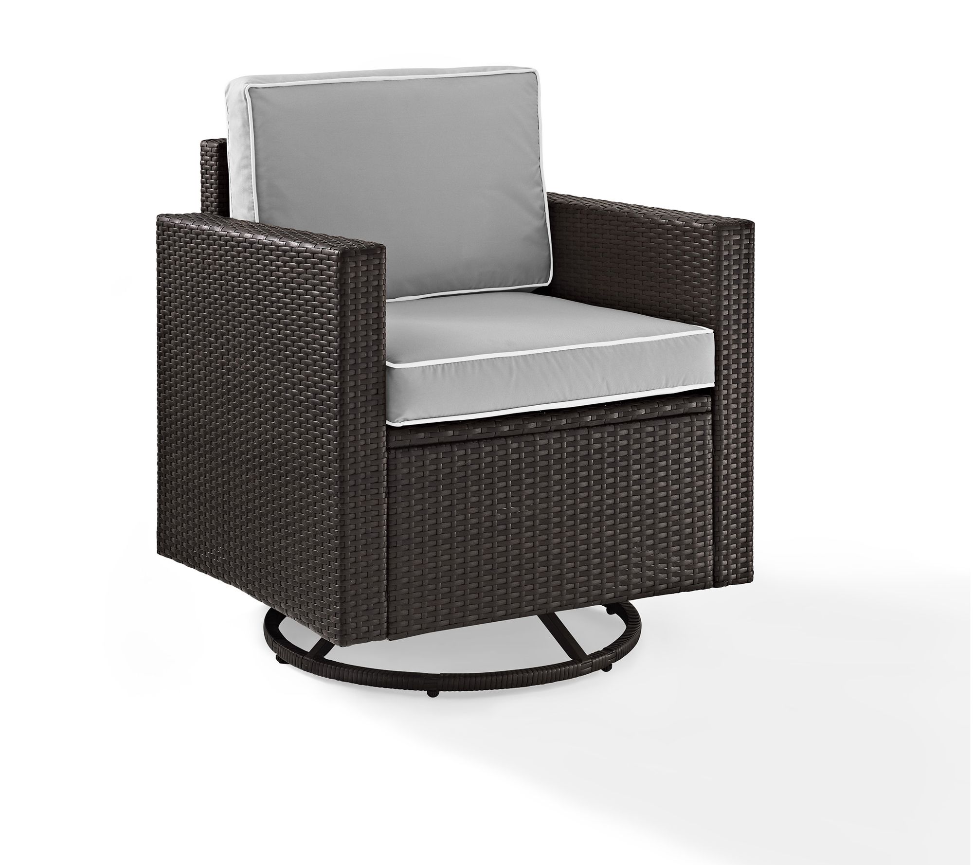 Crosley Palm Harbor Wicker Grey Swivel Rocker Outdoor Chair - QVC.com