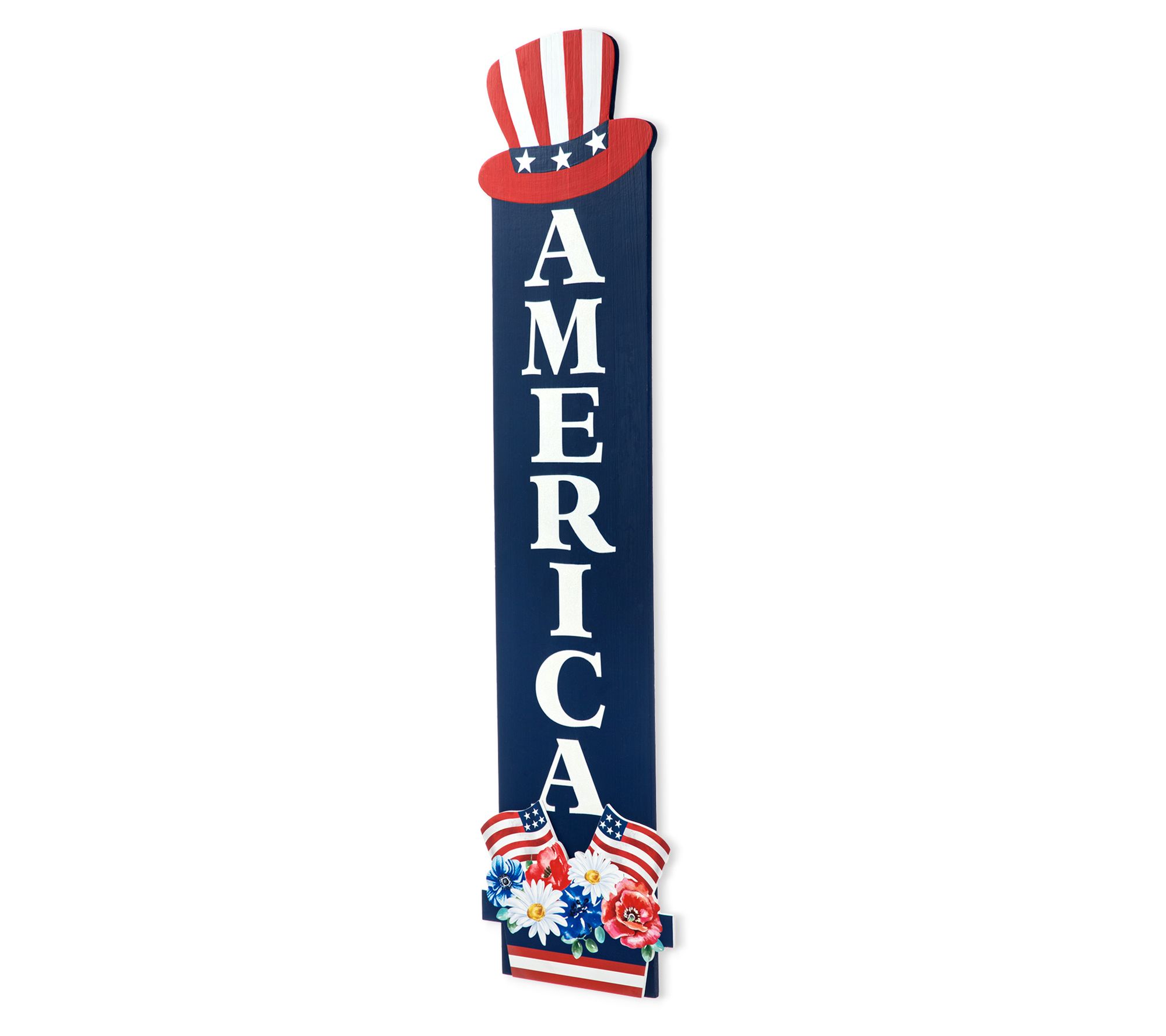 Glitzhome 42" Patriotic Americana Wooden AMERICA Porch Sign - QVC.com