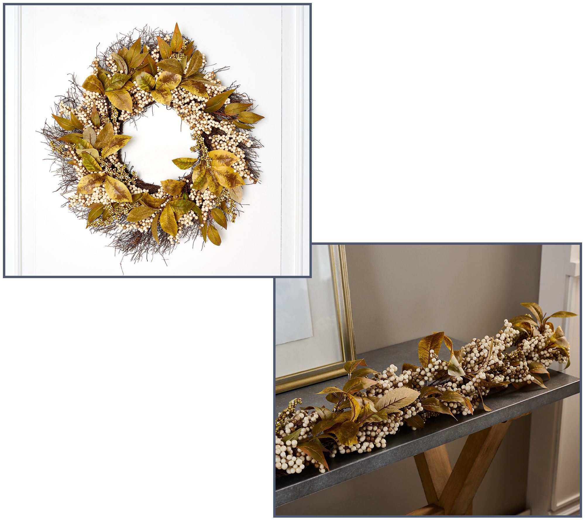 Home Reflections Leaf with Berry Wreath or Garland - QVC.com