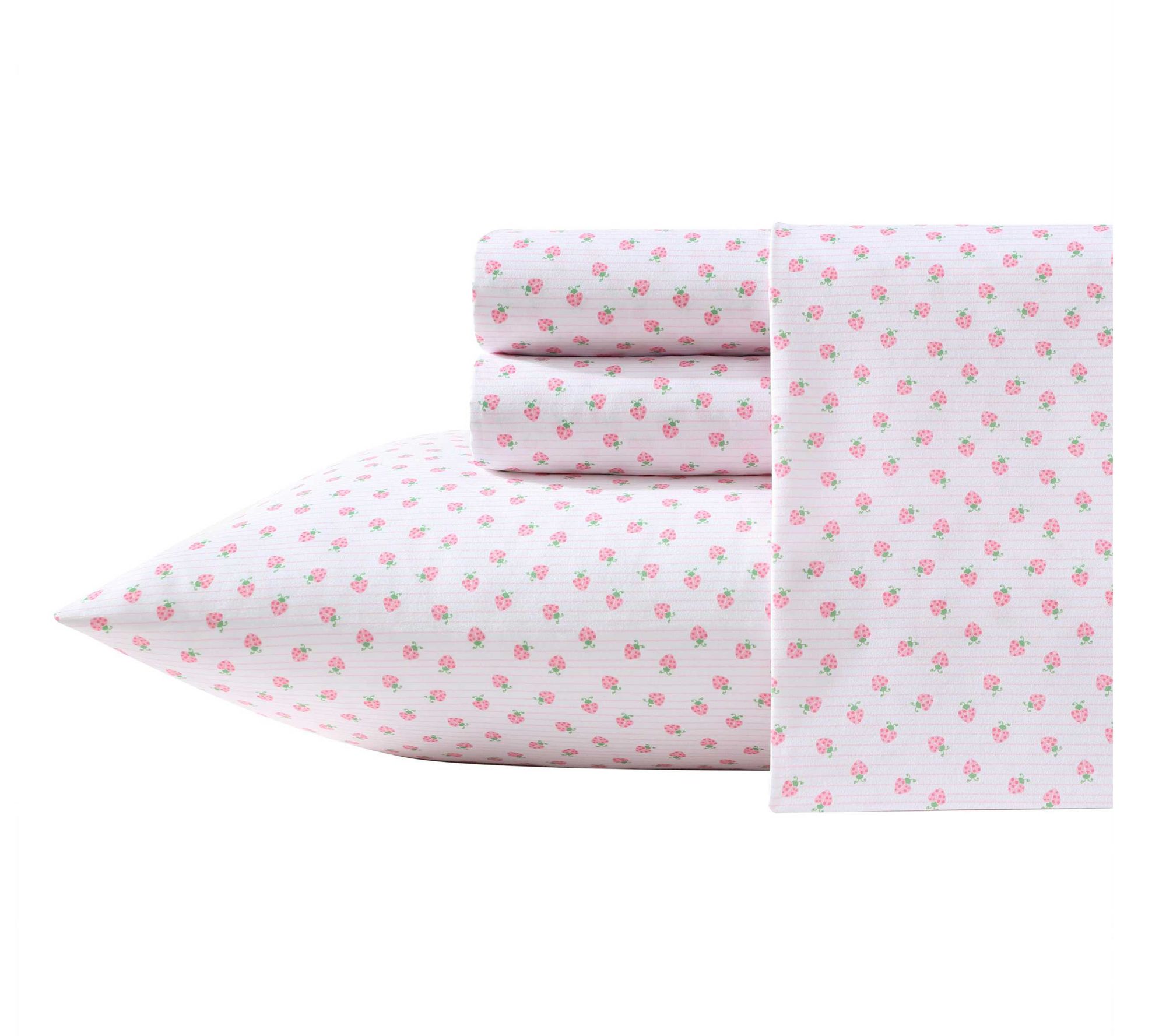 Laura Ashley Sweet Lady Bugs Pink-Green Full Sheet Set - QVC.com