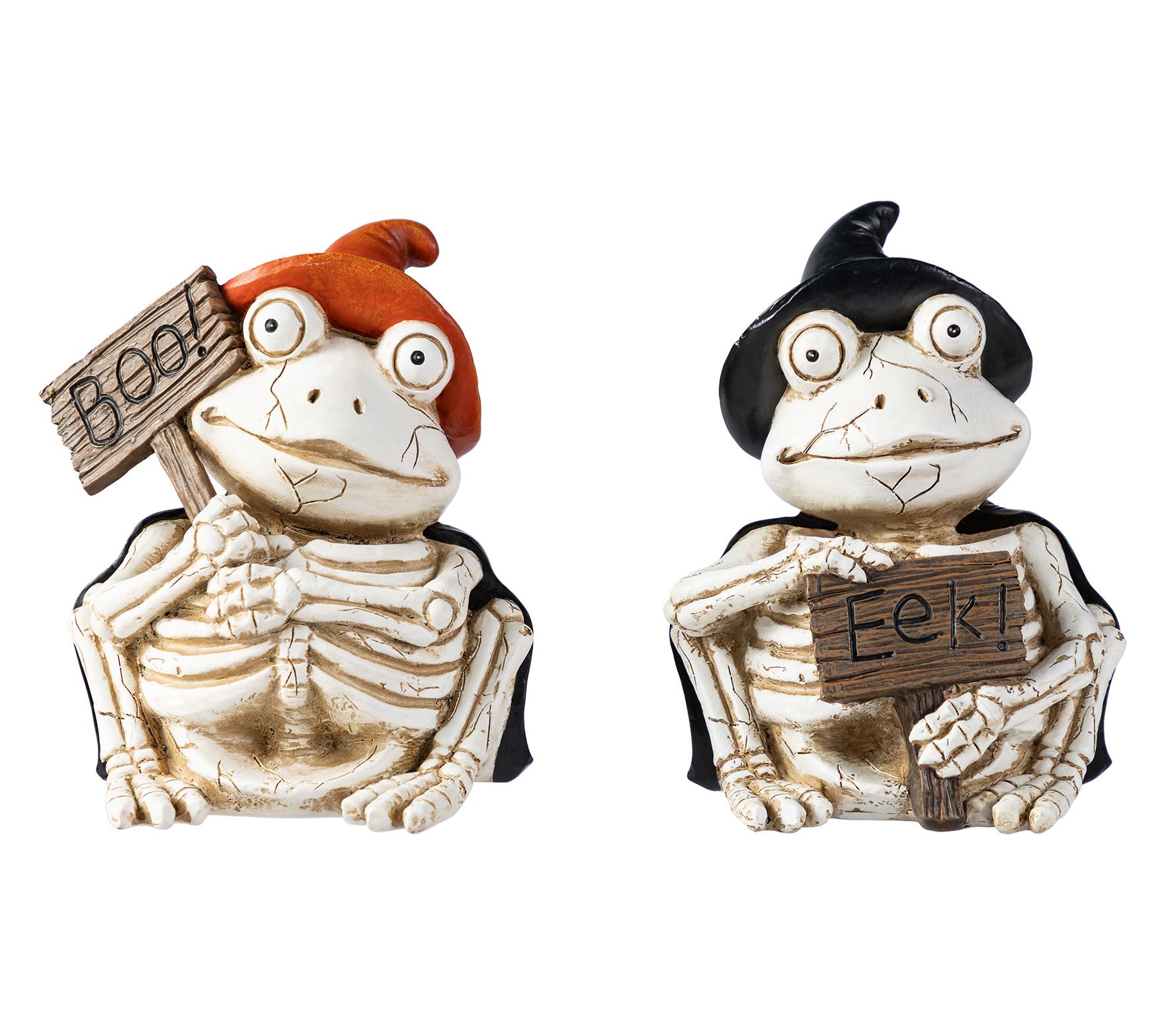 Glitzhome 7''H Halloween Resin Skeleton Frogs Table Decor S/2 - QVC.com