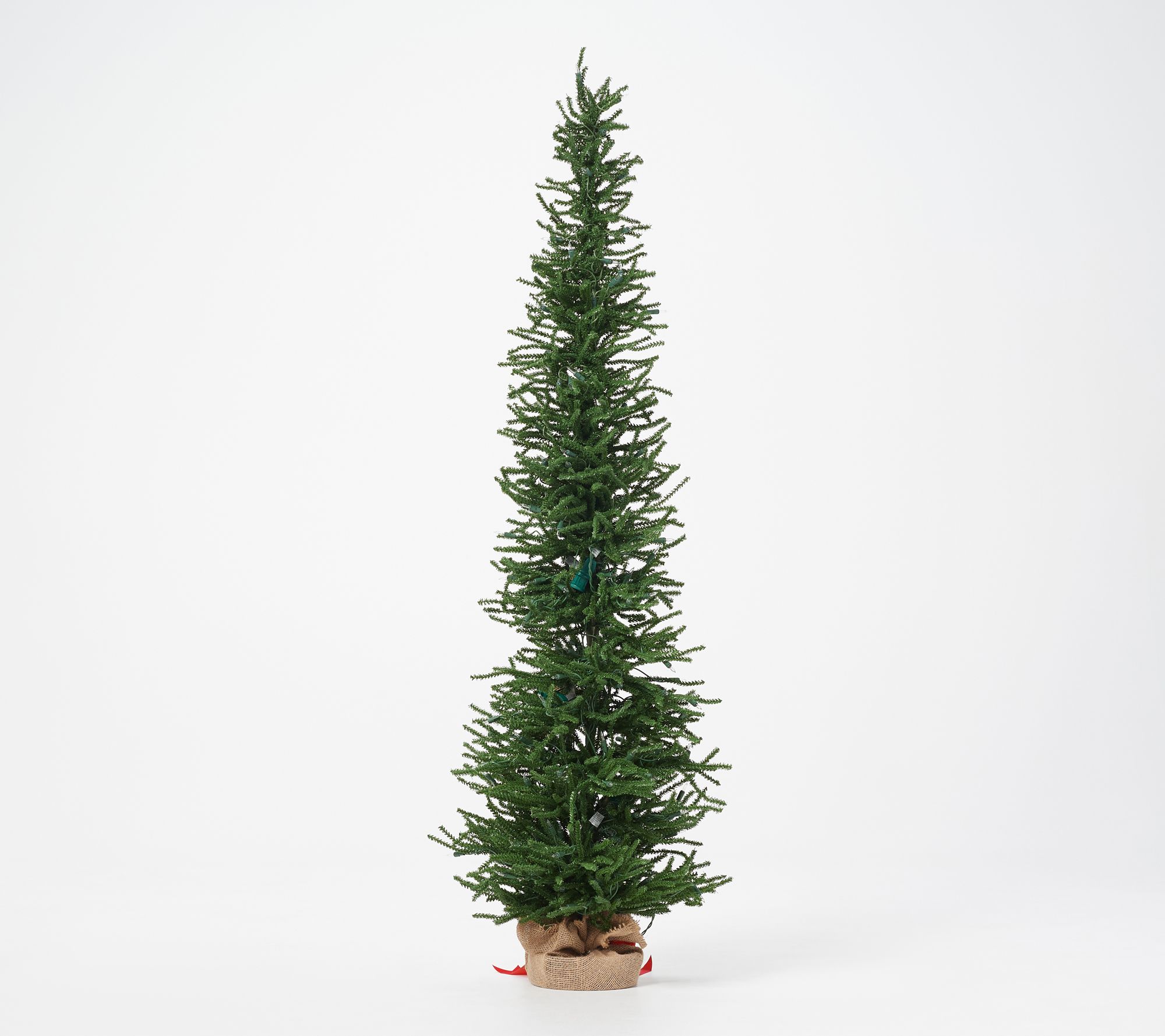 "As Is" 5' Illuminated German Pine Slim Tree in Burlap Base - QVC.com