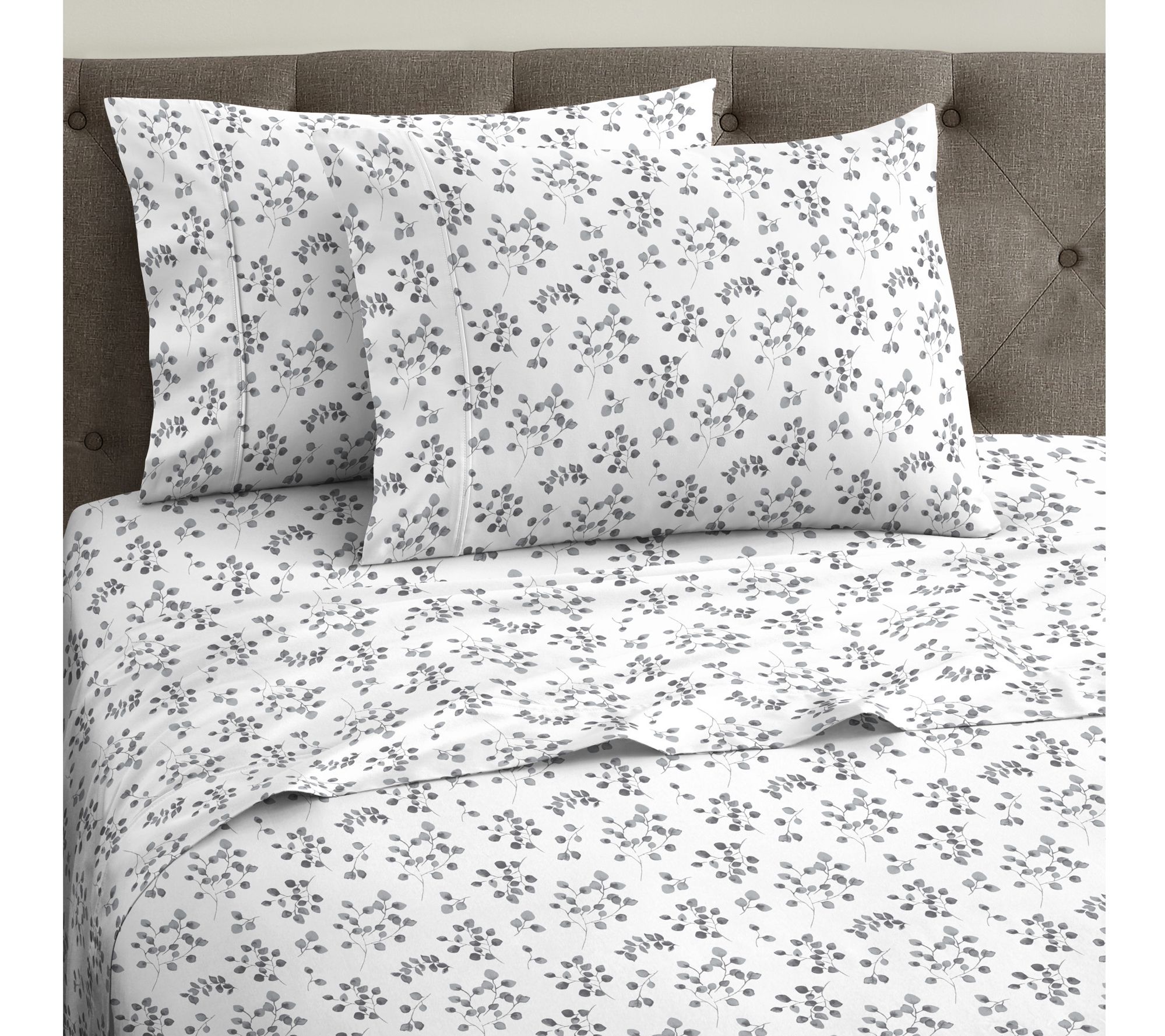 Scott Living Anthony Botanical Leaves 500 TC Sheet Set - King - QVC.com