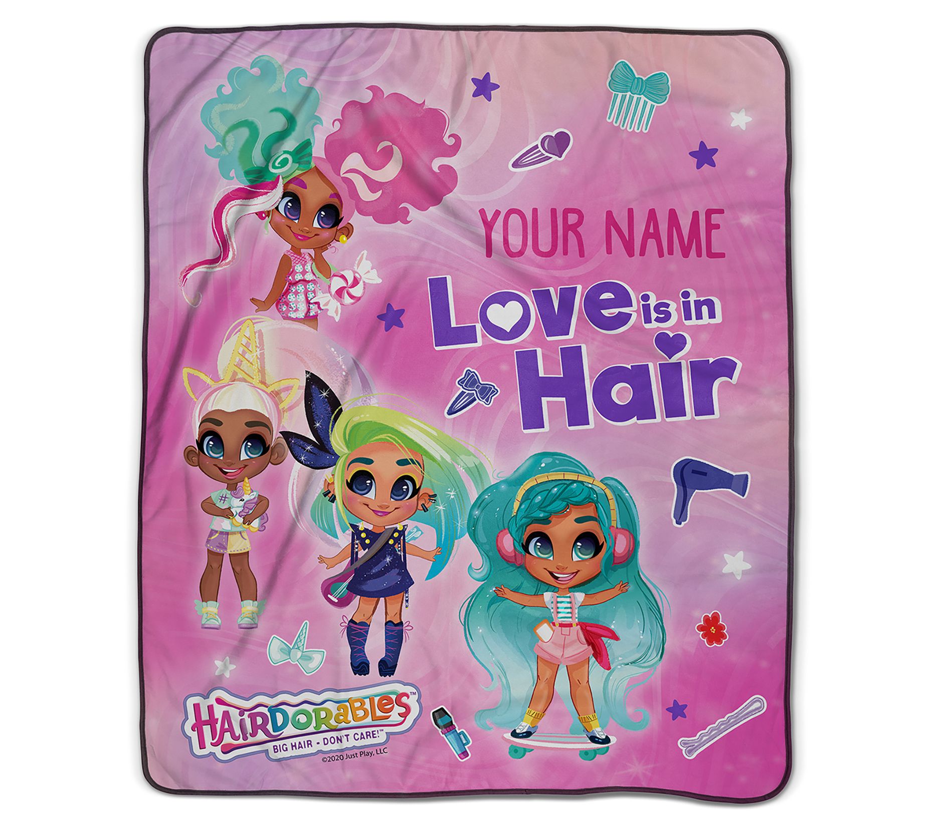 Pixsona Personalized Hairdorables Love Pixel Flece Blanket - QVC.com