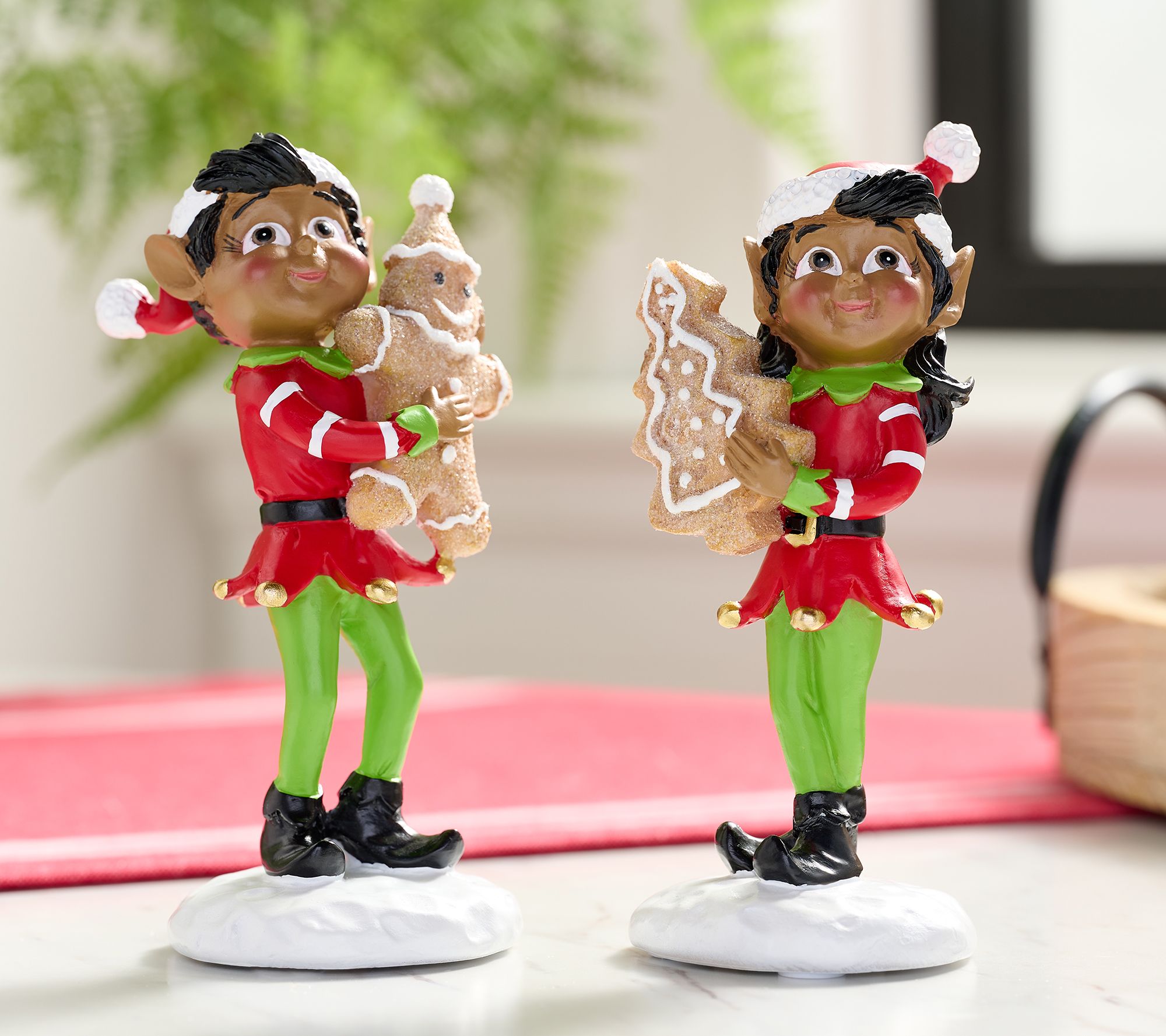 "As Is" Set of 2 Elves with Gingerbread Cookies by Valerie - QVC.com