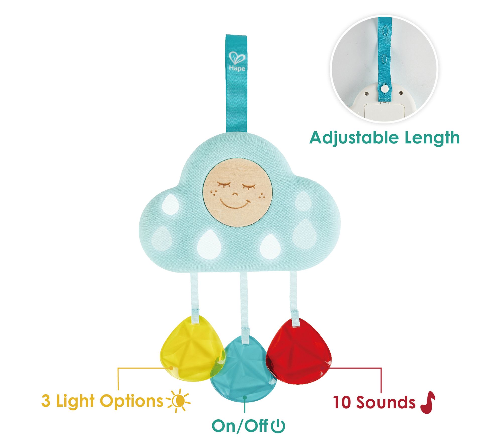 Hape Musical Cloud Light Baby Crib Mobile Toy w/ Lights - QVC.com