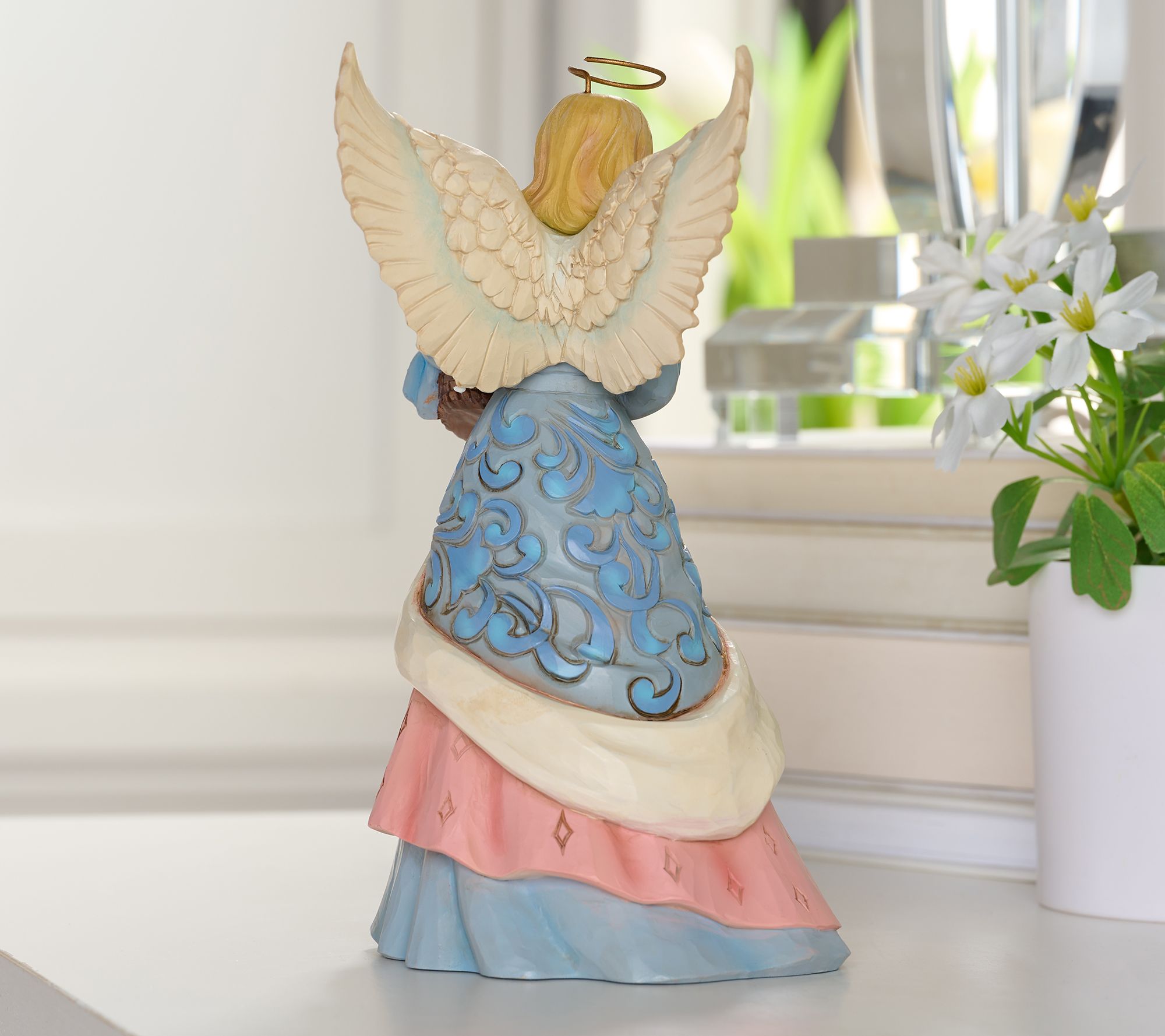 Jim Shore Heartwood Creek 8" Angel with Floral Basket - QVC.com