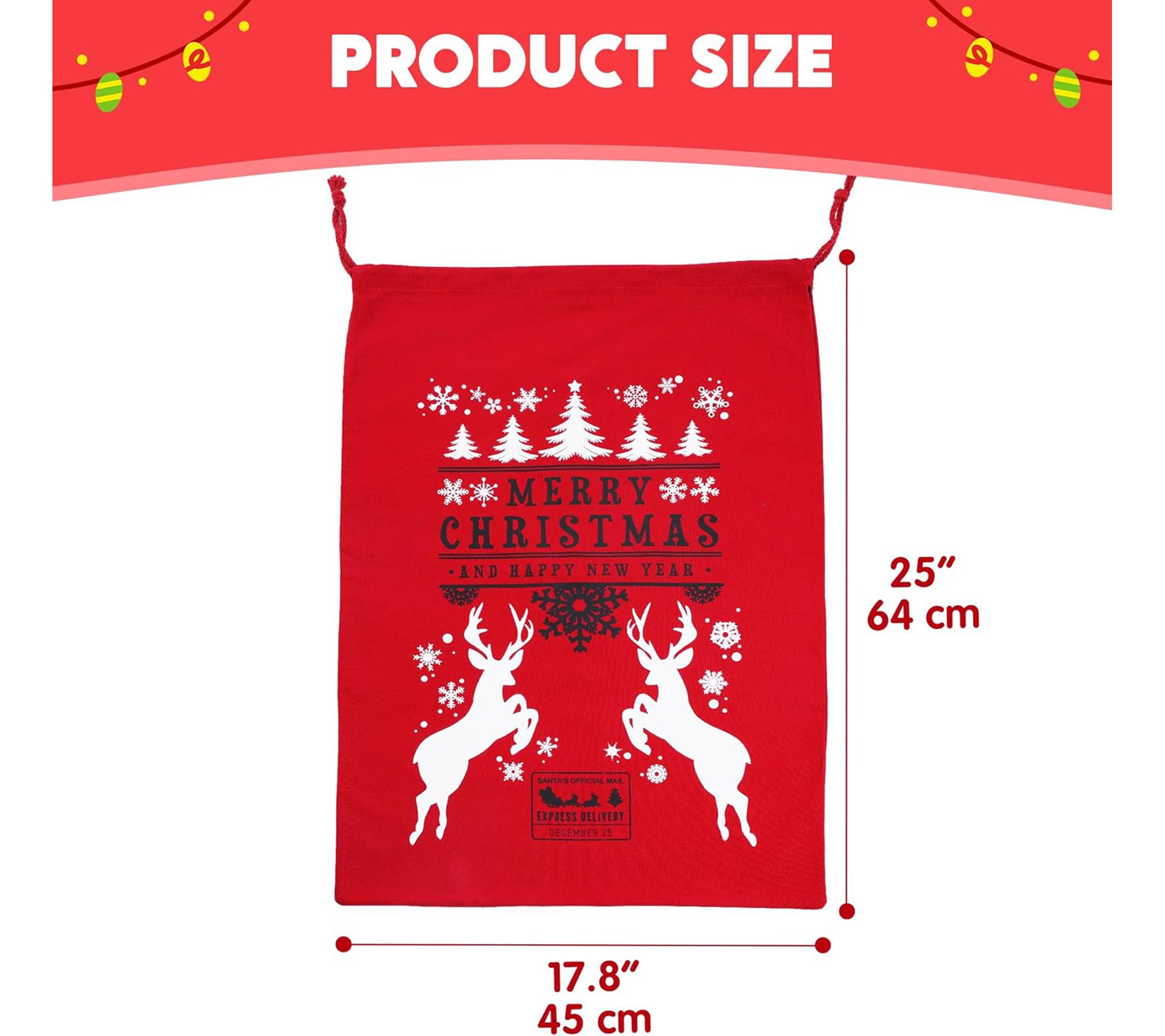 Joyfy 3-Pack Large Christmas Canvas Gift Bag with Drawstring - QVC.com