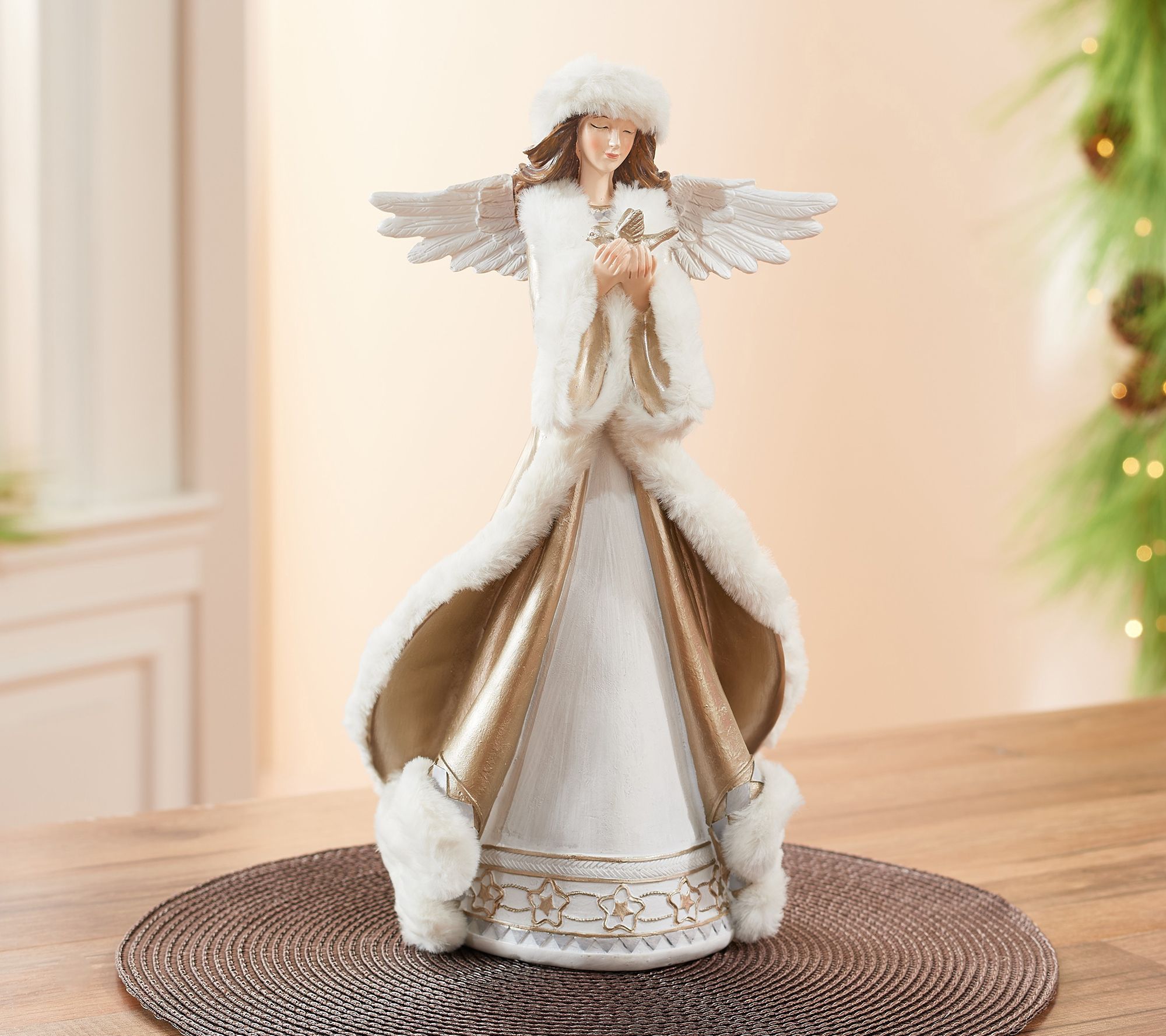 Winter Wonderland Angel Figurine Holding Dove by Valerie - QVC.com