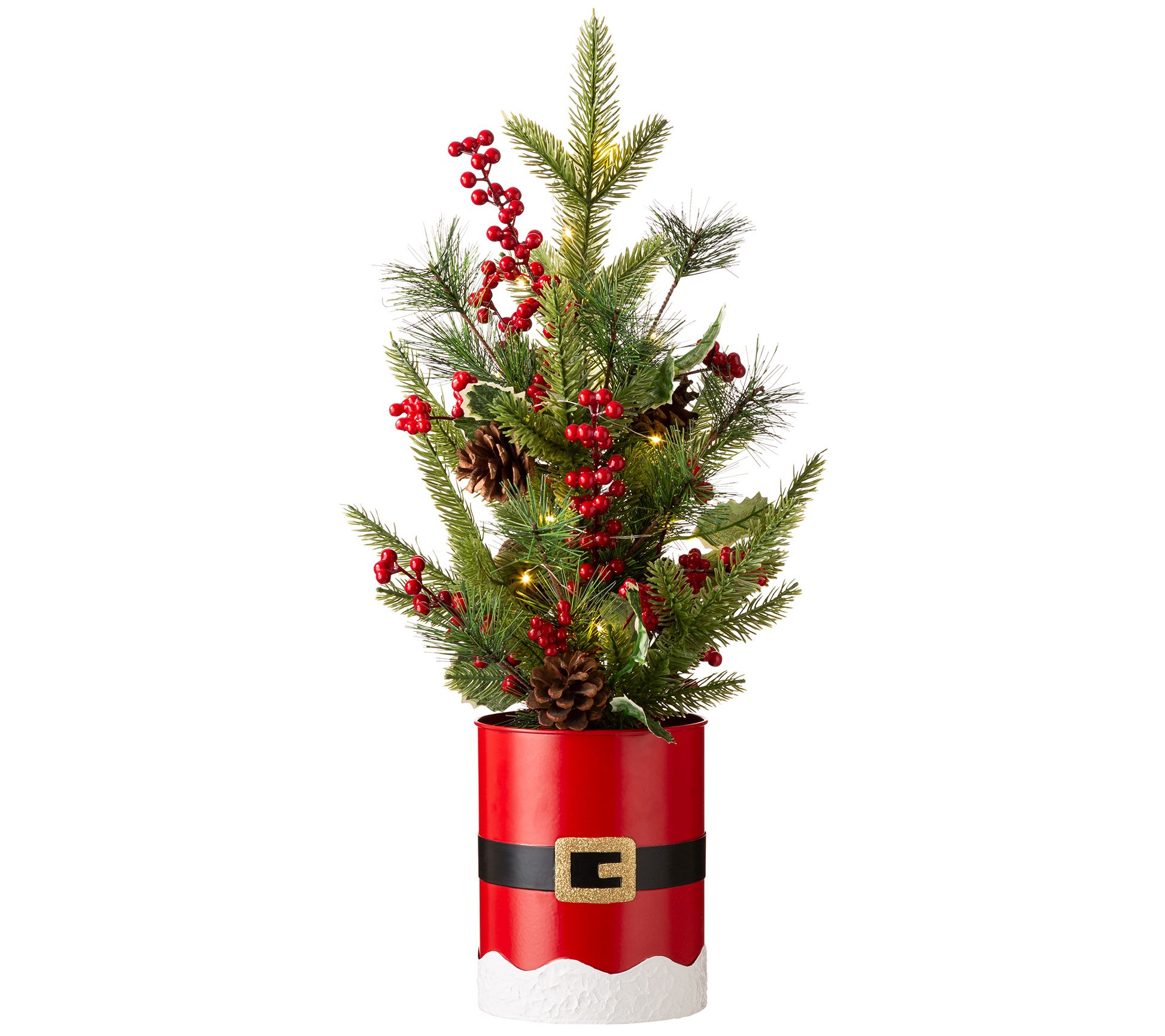 Glitzhome Santas Belt 22" LED Lighted Potted Ch ristmas Tree - QVC.com