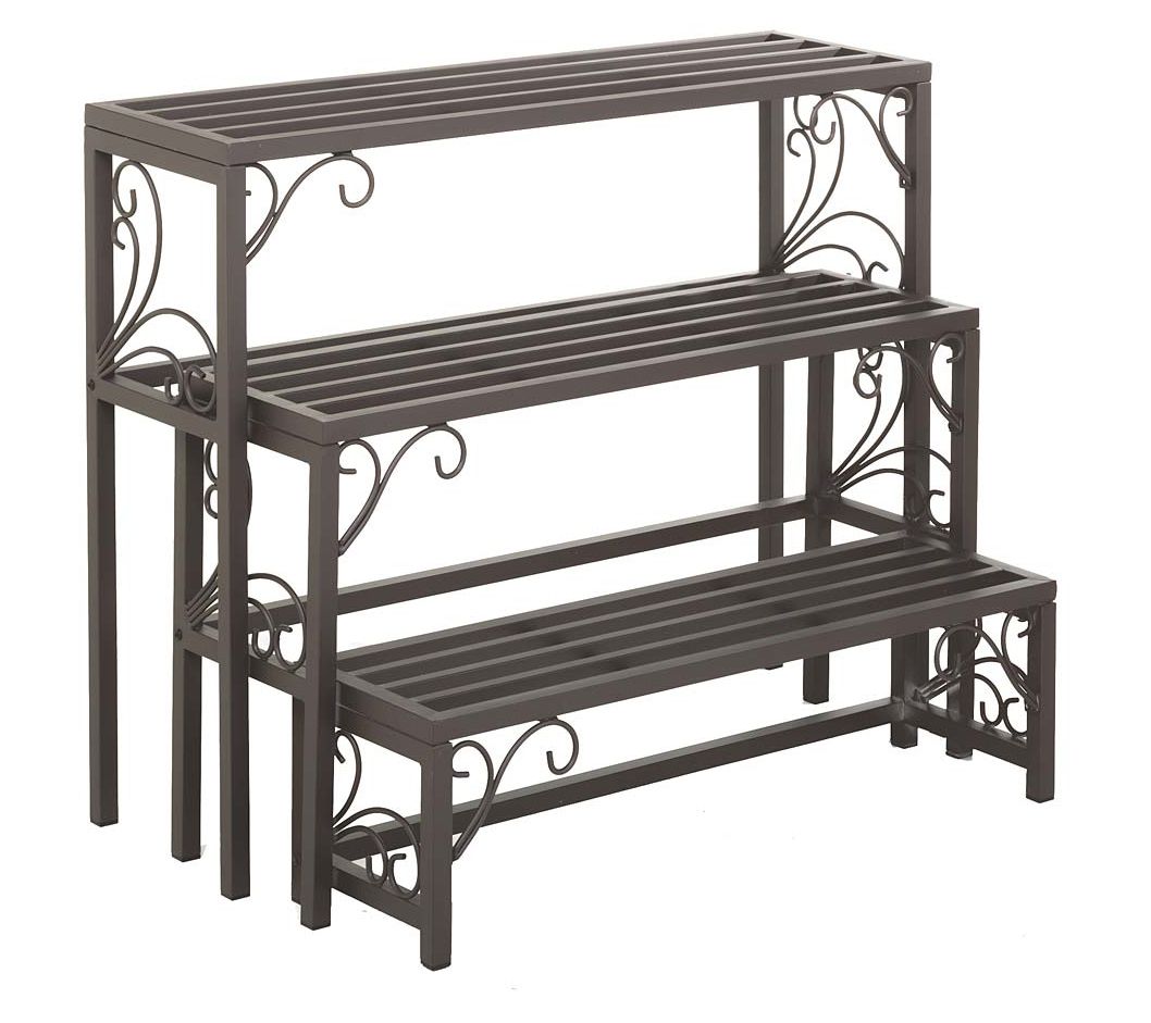 Evergreen Nesting Metal Plant Stands with Scrol work, Set of 3 - QVC.com
