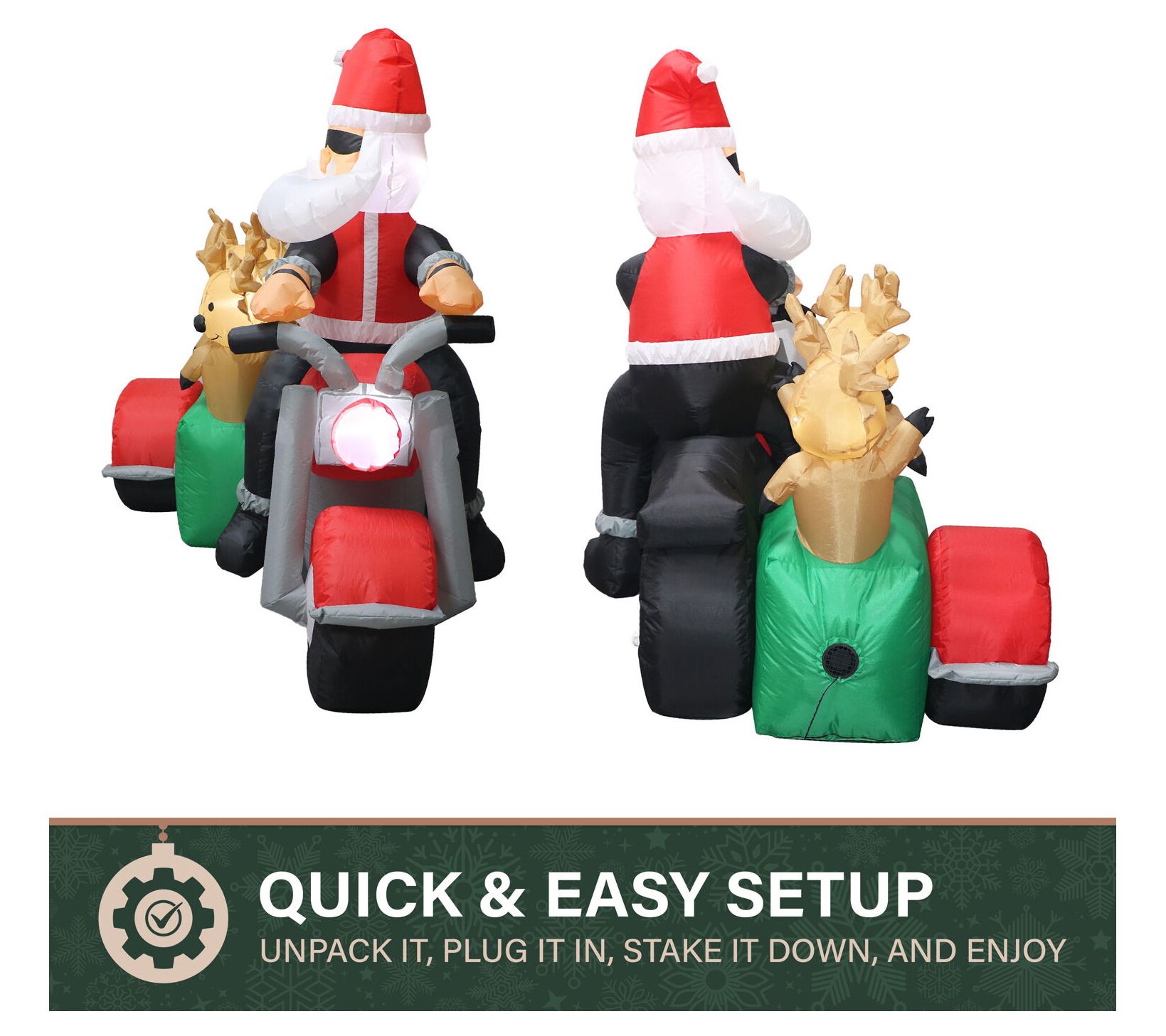 Fraser Hill Farm 6" Tall Prelit Motorcycle Santa w/ Reindeer - QVC.com