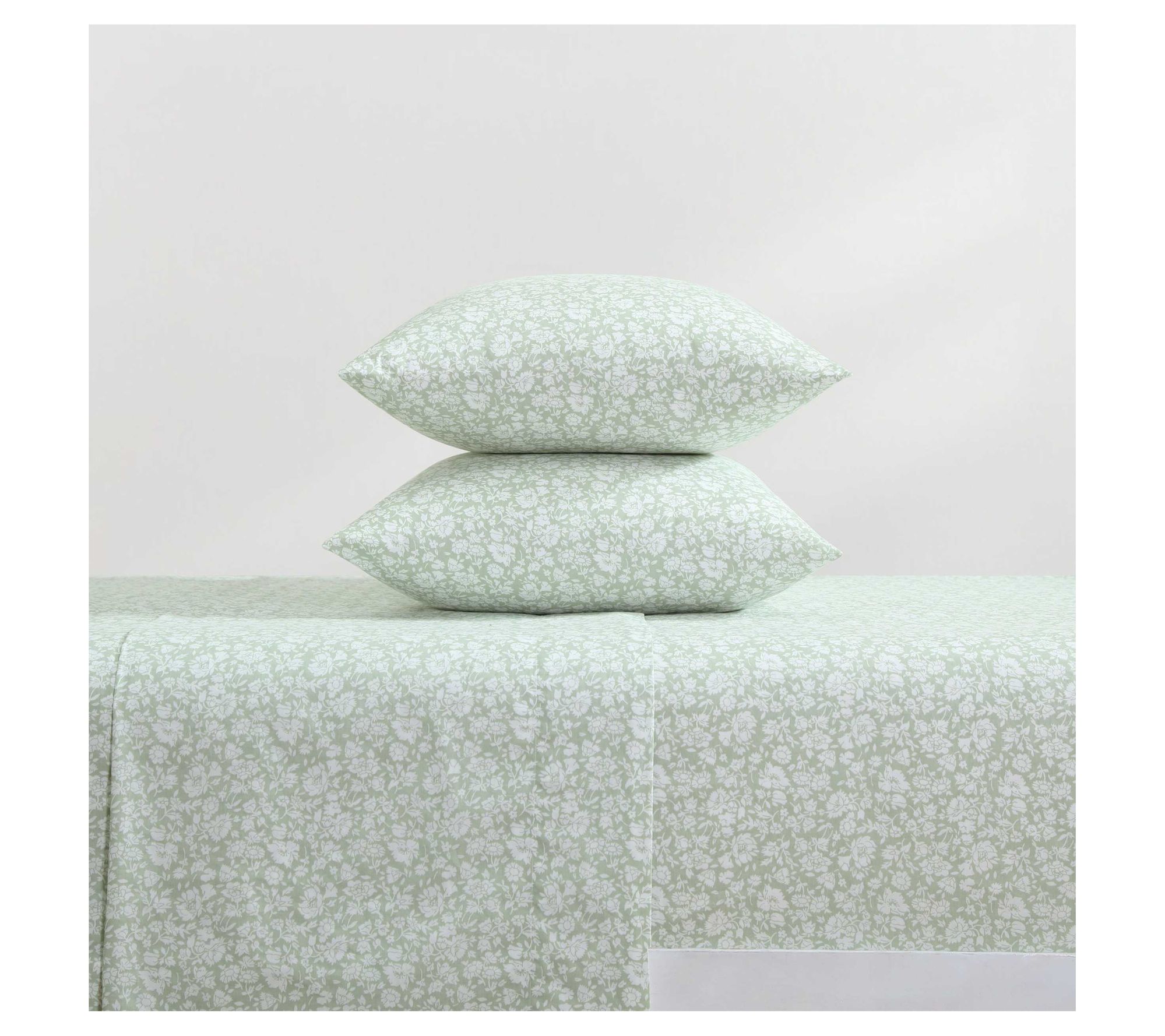 Laura Ashley Heirloom Ditzy Moss Green King Sheet Set - QVC.com