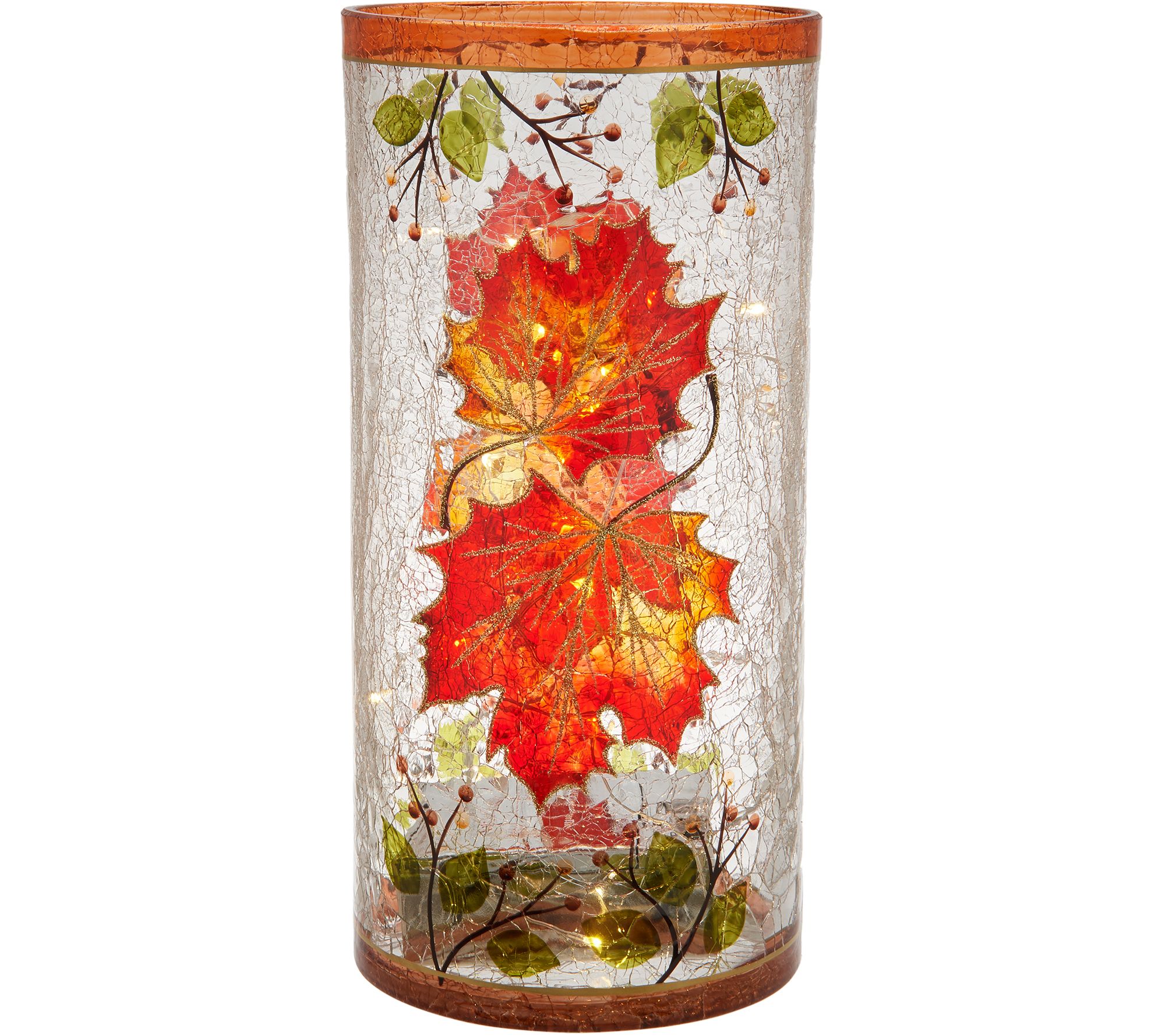 "As Is" Crackle Glass Hurricane w/ Microlights and Timer by Valerie ...